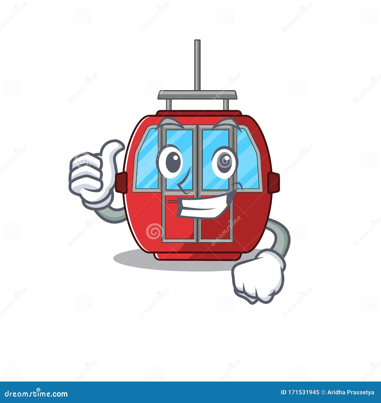 Funny Ropeway Making In Thumbs Up Gesture Cartoon Vector ...