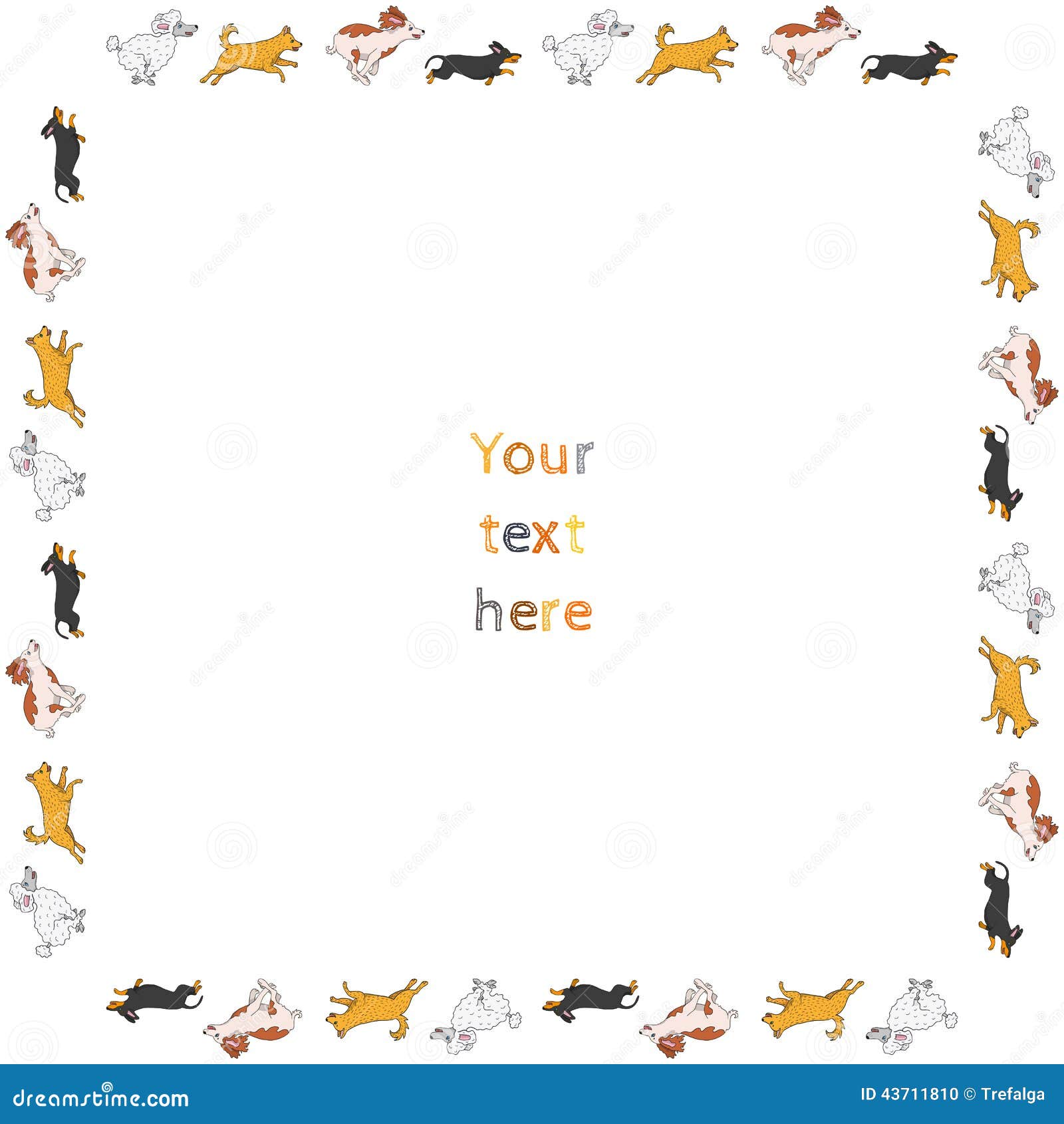 Funny Running Dogs Square Vector Frame Stock Vector - Illustration of ...