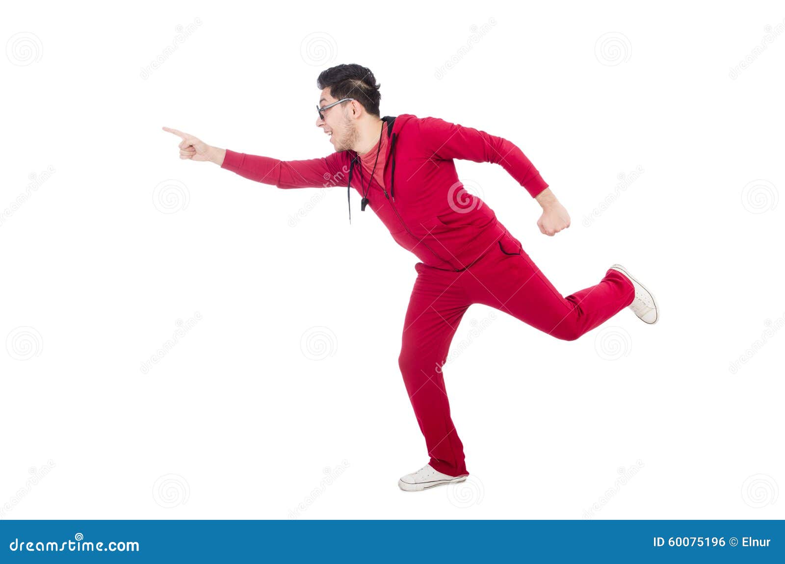 Funny Running Sportsman Isolated on White Stock Photo - Image of active ...