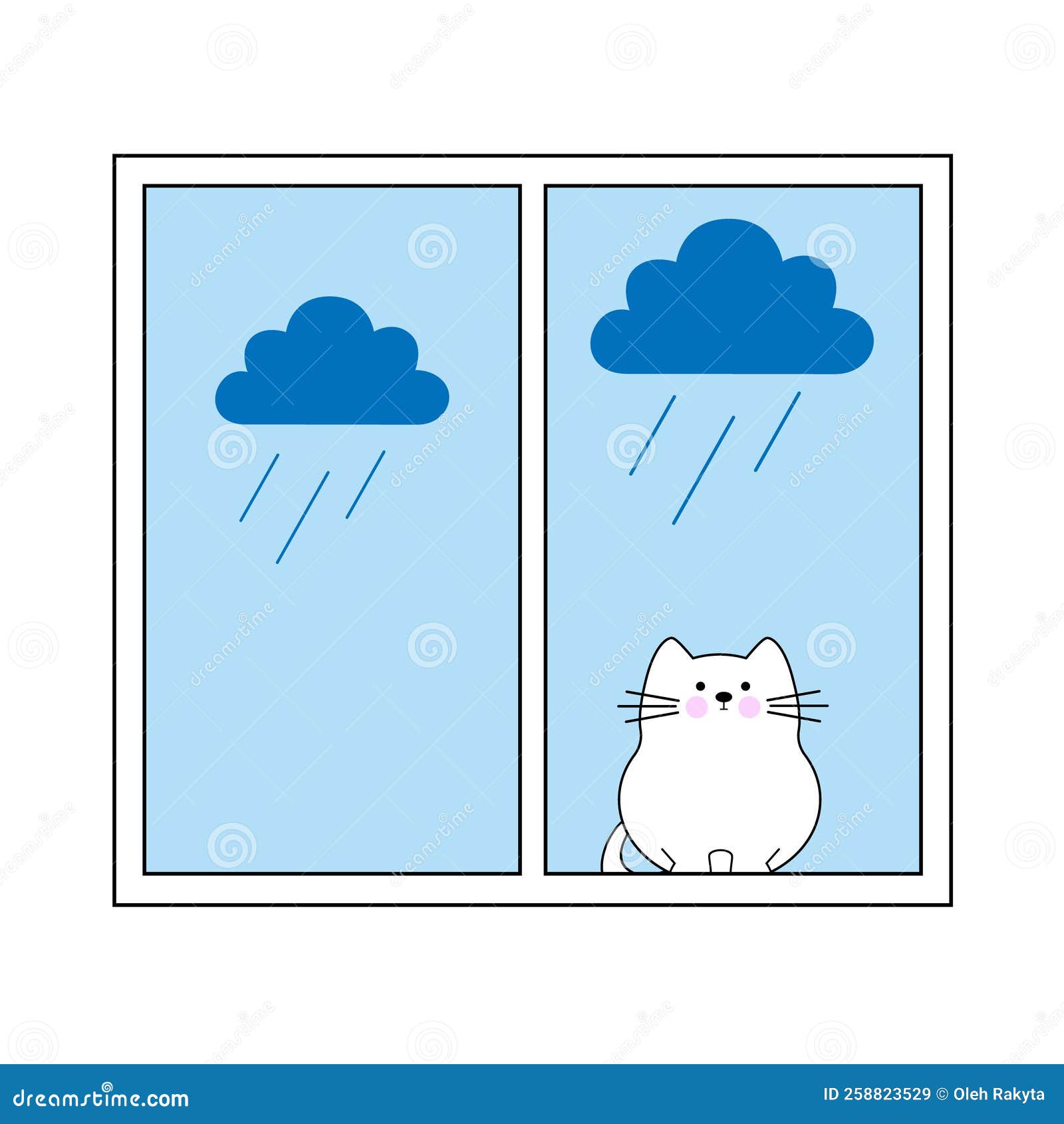 Funny Sad Cat is Sitting in Front of the Window, it S Raining Outside ...