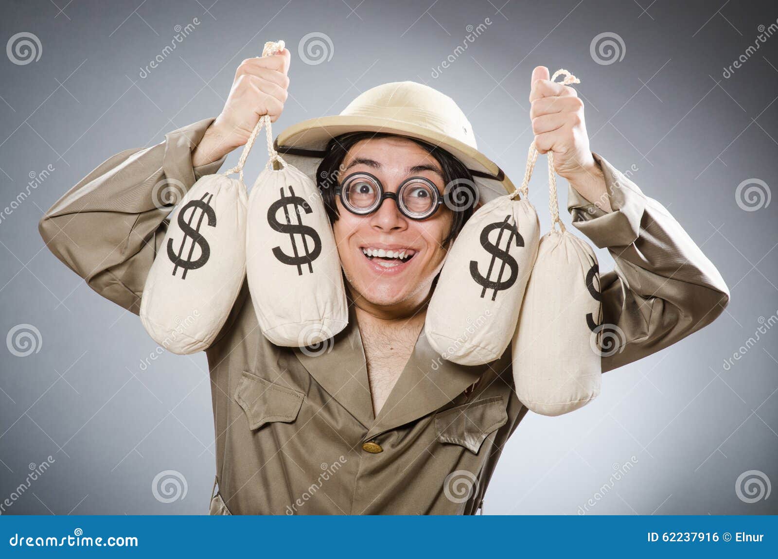 The Funny Safari Traveller in Travelling Concept Stock Photo - Image of ...
