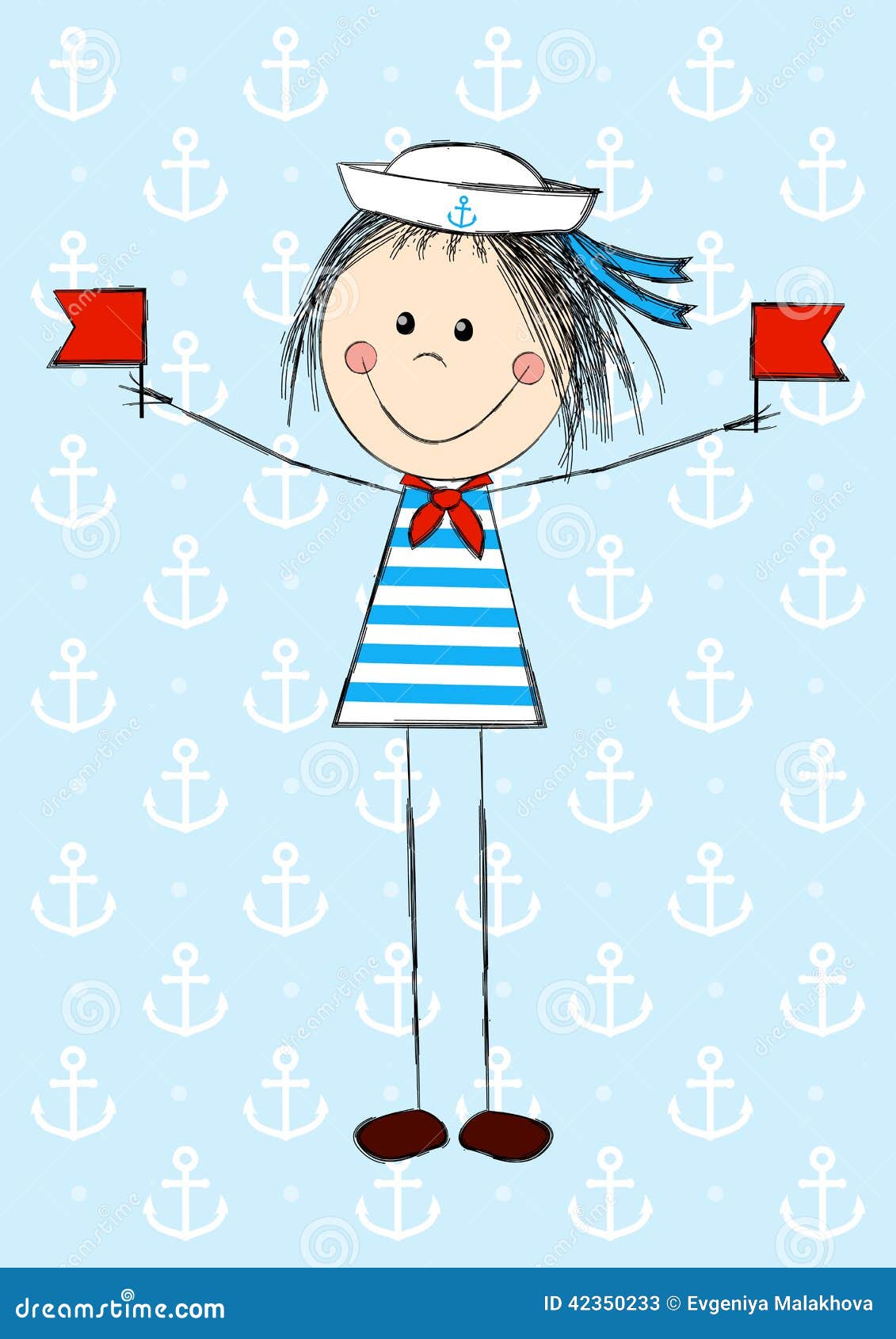Funny sailor girl stock vector. Illustration of cartoon - 42350233