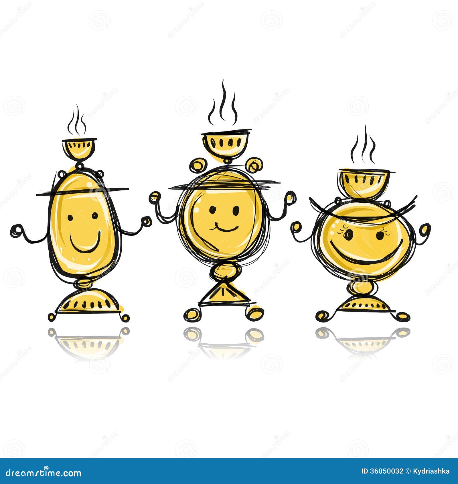 Funny Samovars Sketch for Your Design Stock Vector - Illustration of ...