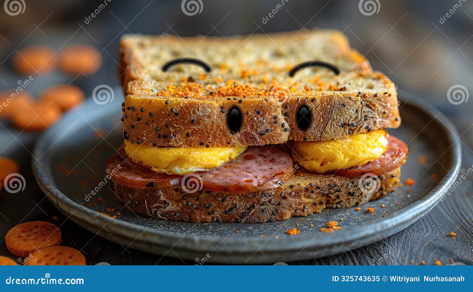 Funny Sandwich With Smiling Face, Cute Fast Food Cartoon Character ...