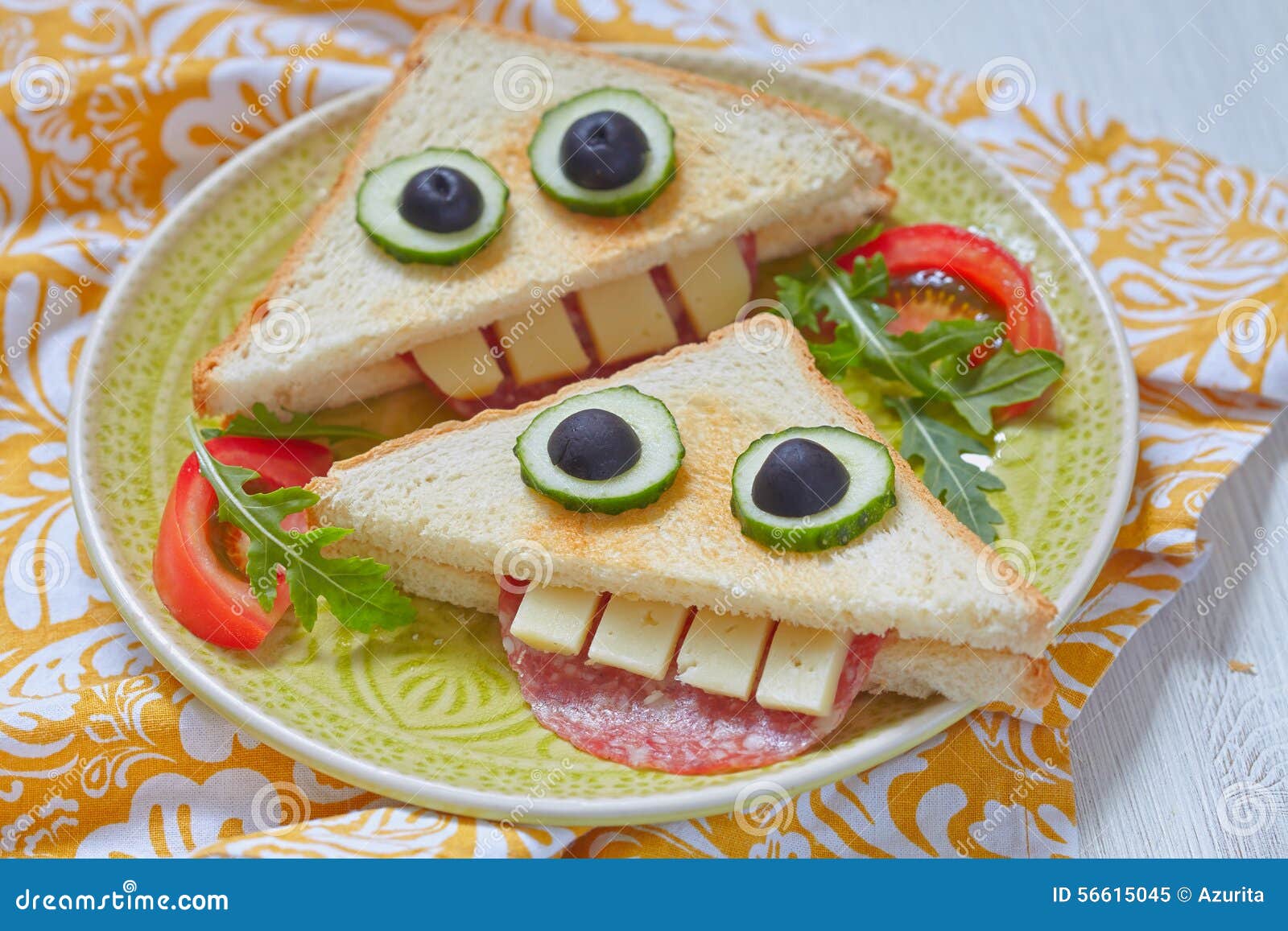 Funny Sandwich for Kids Lunch Stock Image - Image of cheese, background ...