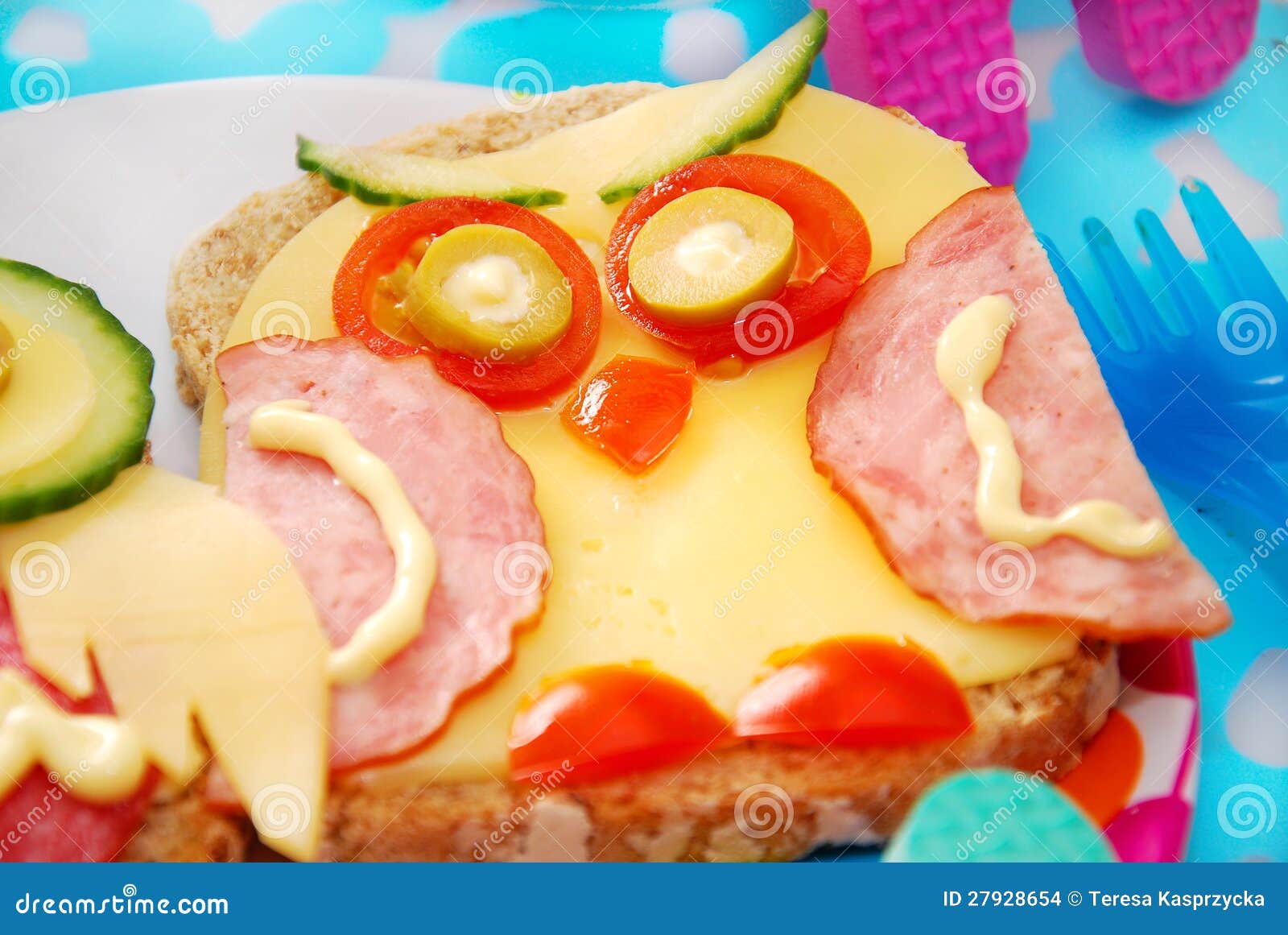 Funny Sandwich With Rocket And Stars Made Of Cheese, Carrot And Paprika ...