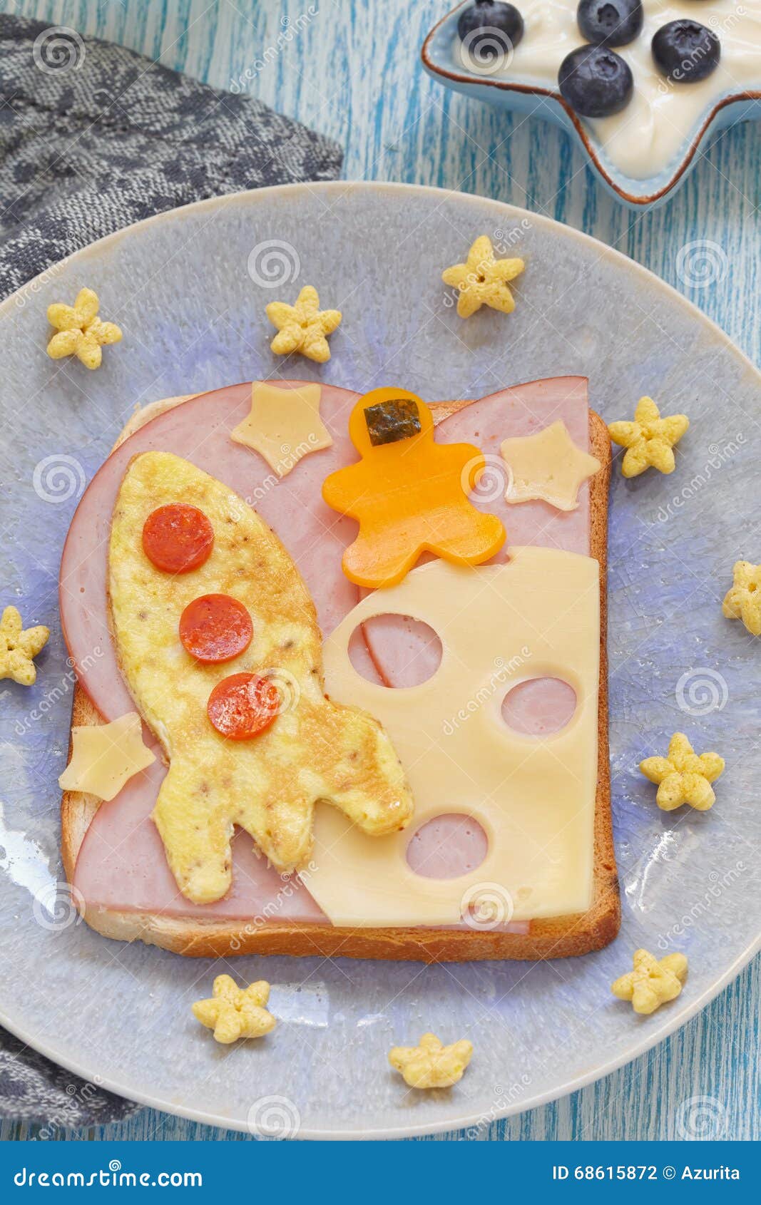 Funny Sandwich with Rocket and a Cosmonaut on the Cheese Moon Stock ...