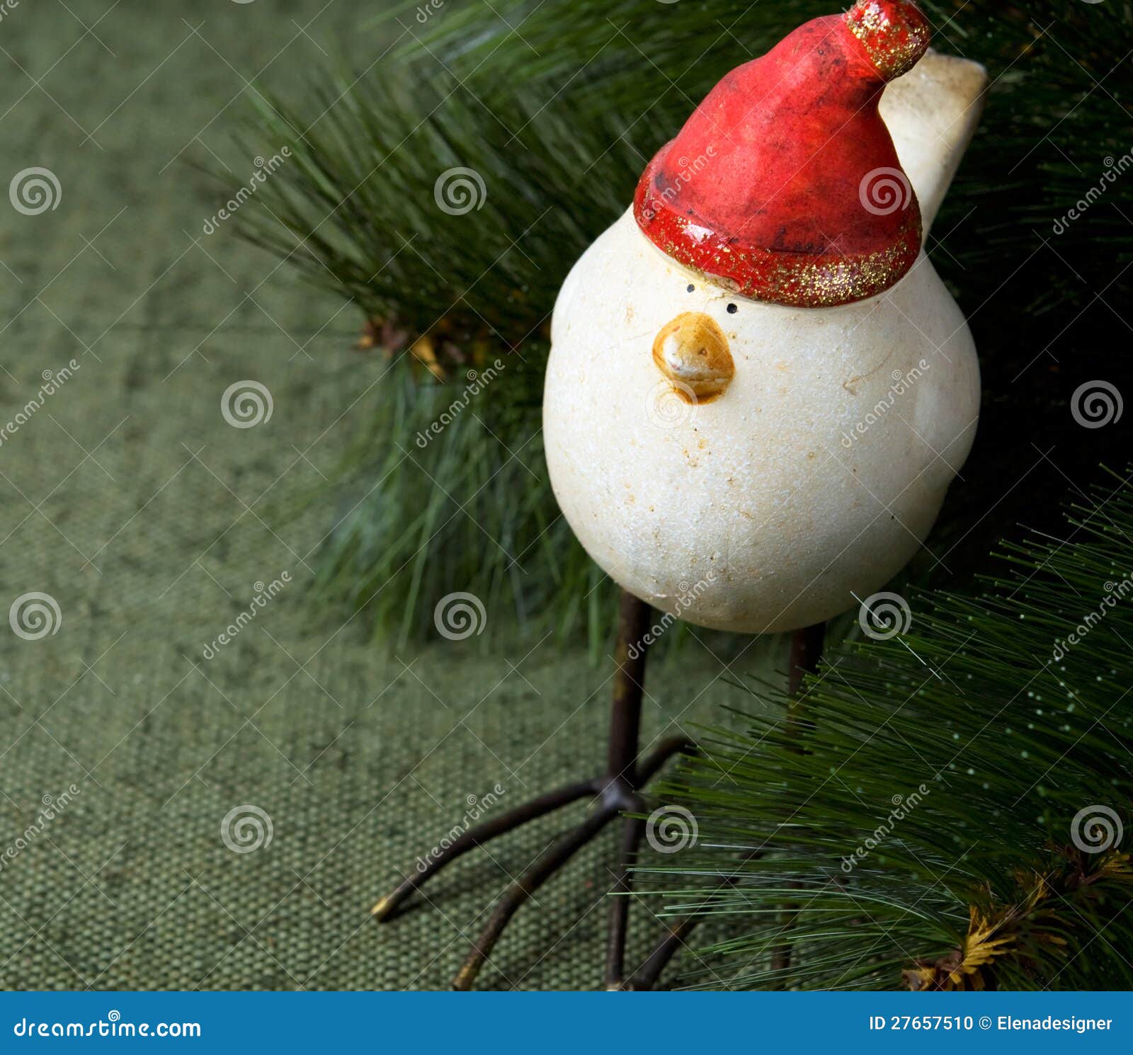 Funny Santa Bird on the Green with Xmas Tree Stock Photo - Image of ...