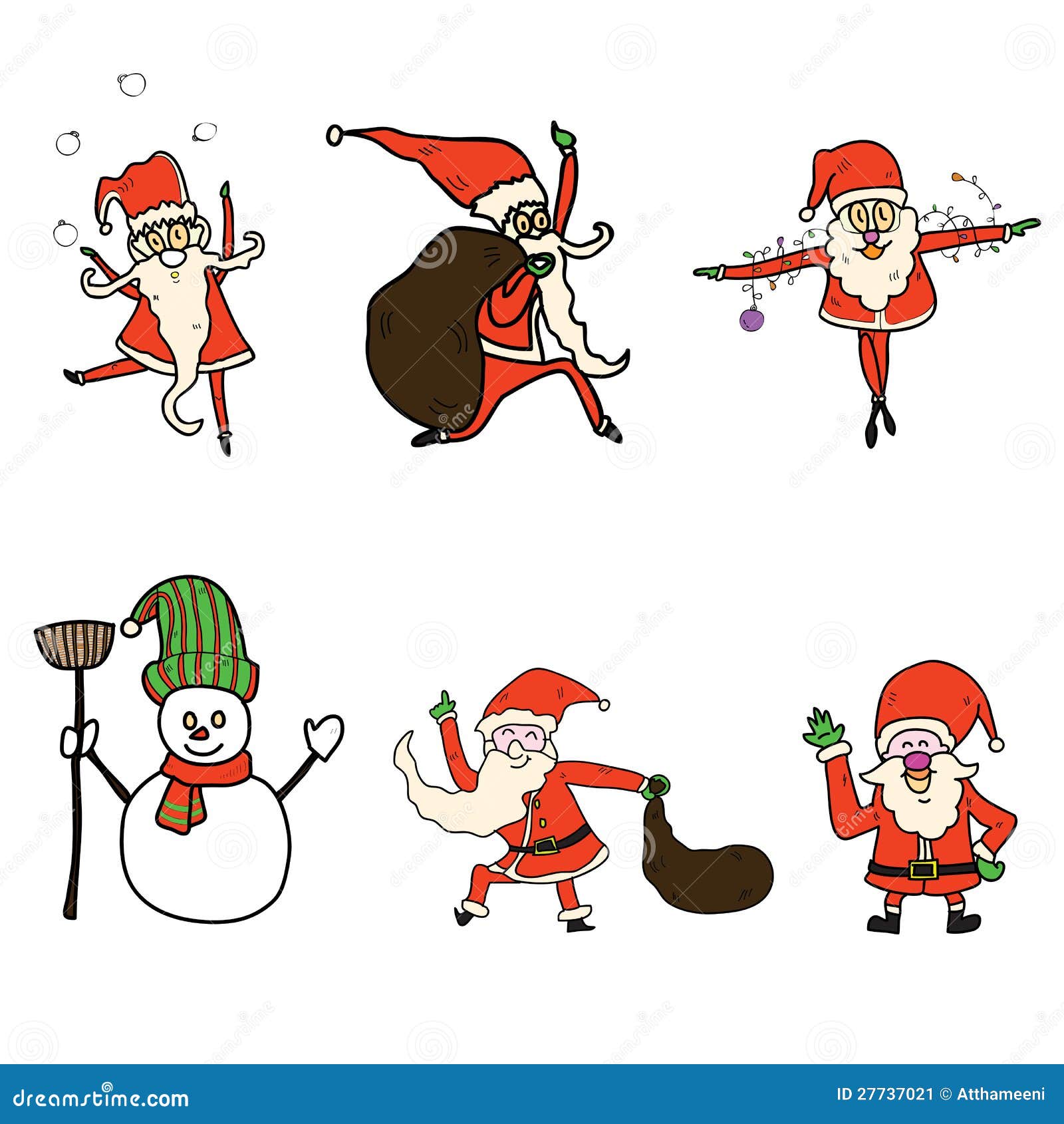 Funny Santa Claus Cartoon Hand Drawn Stock Illustration - Illustration ...
