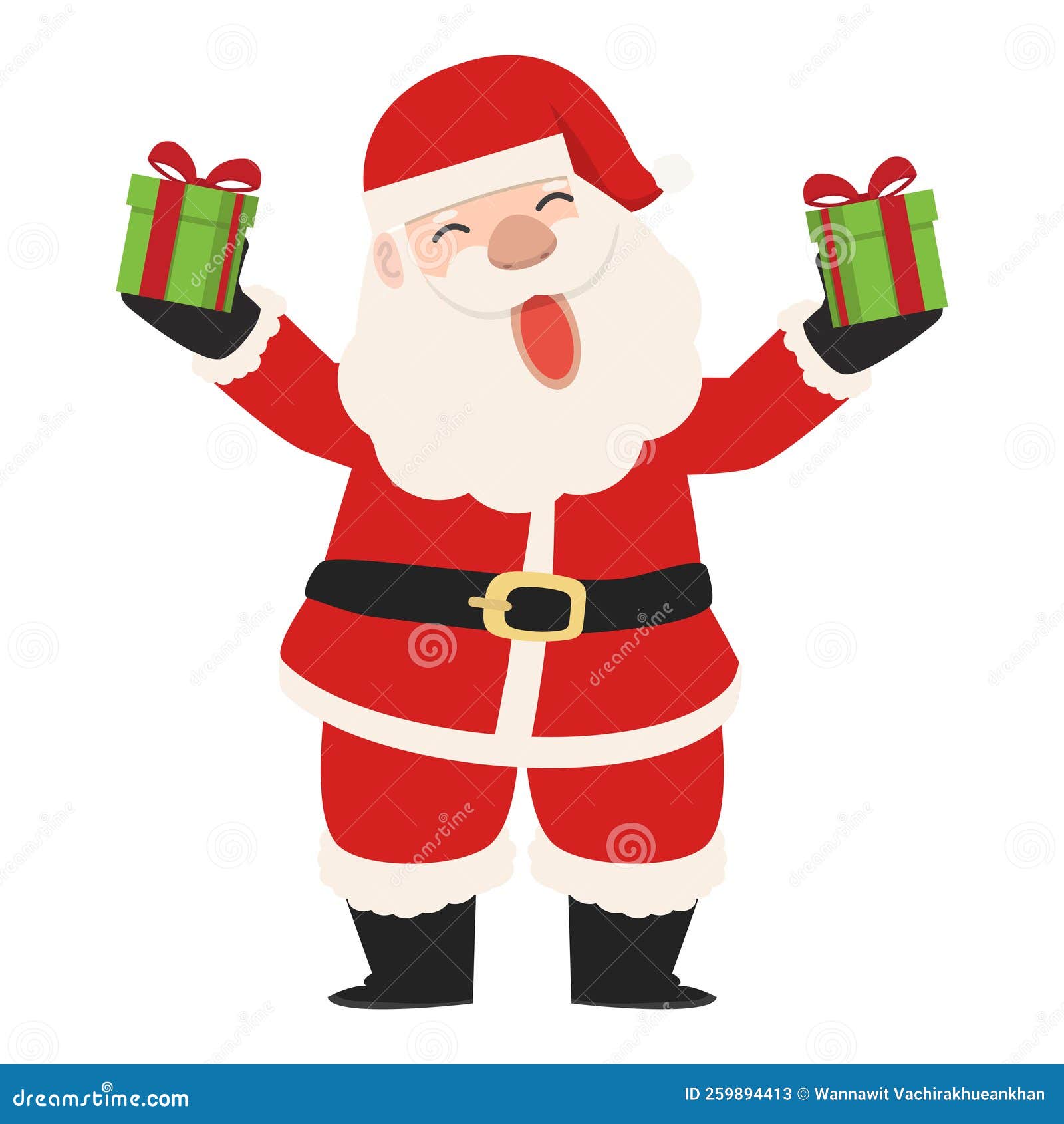 Funny Santa Claus Character with Gift Stock Vector - Illustration of ...