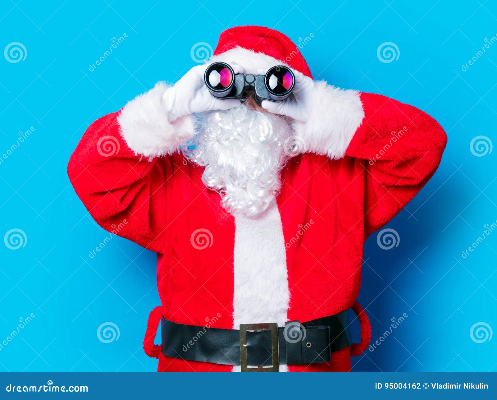 Funny Santa Claus Have a Fun with Binoculars Stock Photo - Image of ...