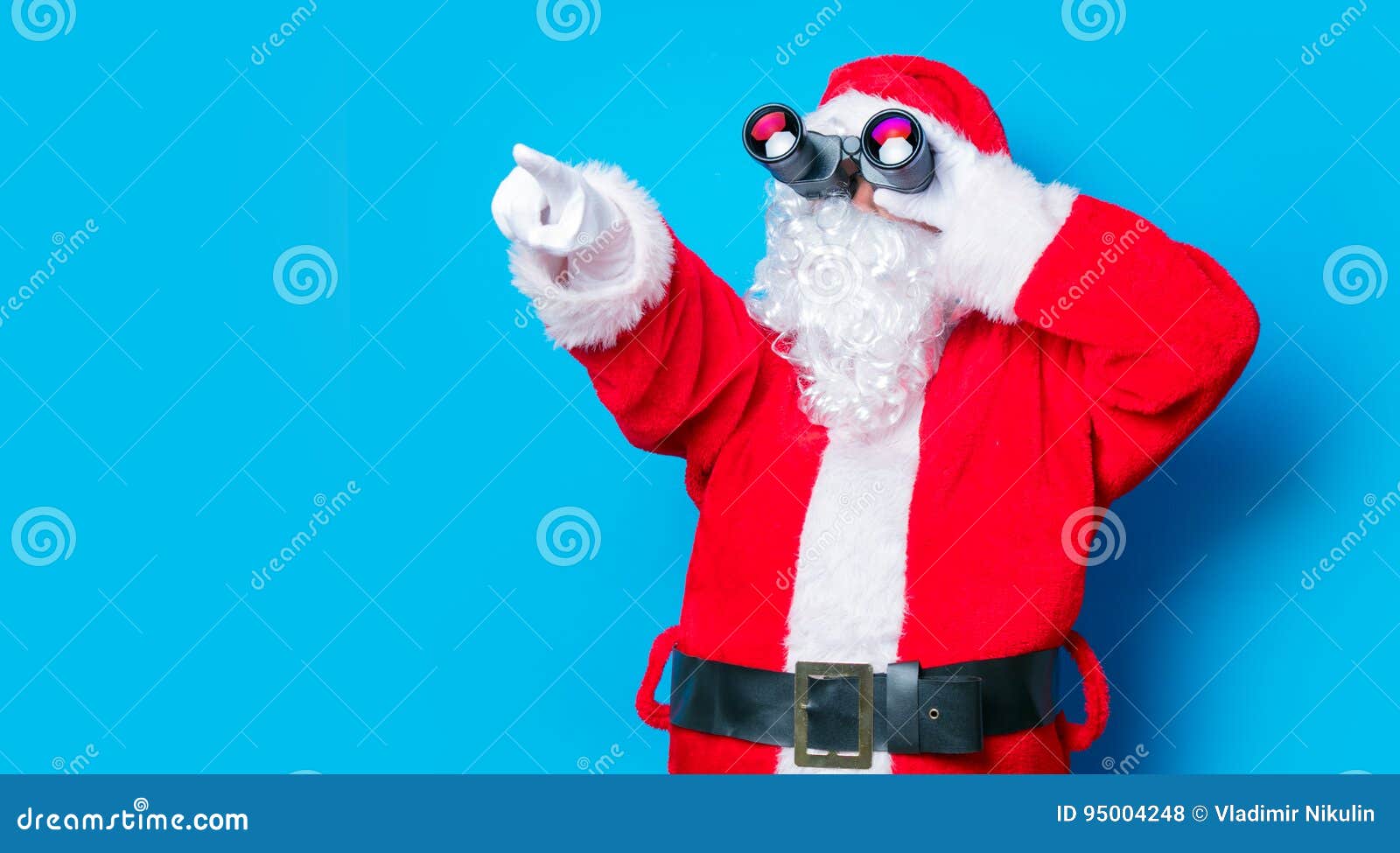 Funny Santa Claus Have a Fun with Binoculars Stock Photo - Image of ...