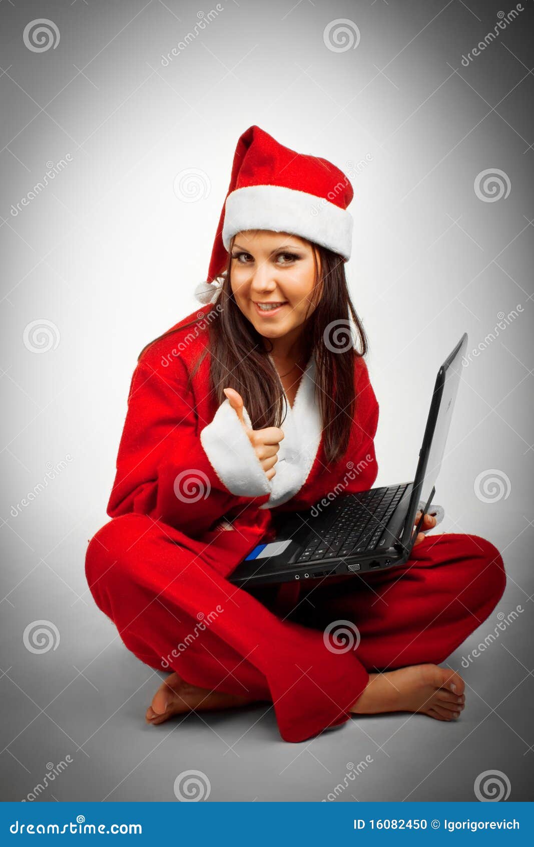 Funny Santa with computer stock photo. Image of babe - 16082450