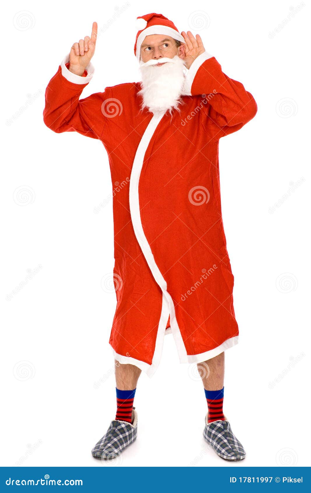 Funny Santa pointing stock image. Image of body, christmas - 17811997