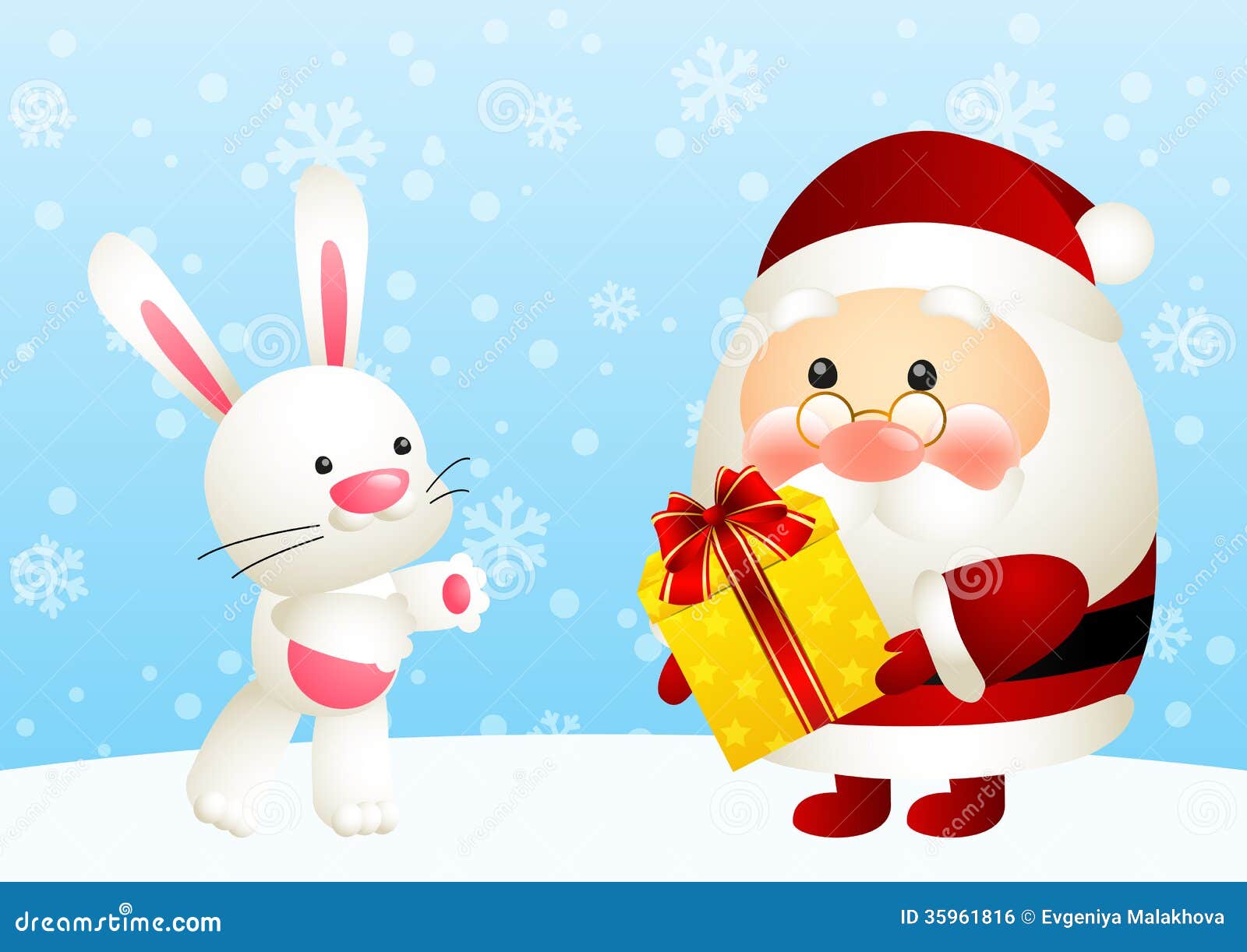 Funny Santa and rabbit stock vector. Illustration of holiday - 35961816