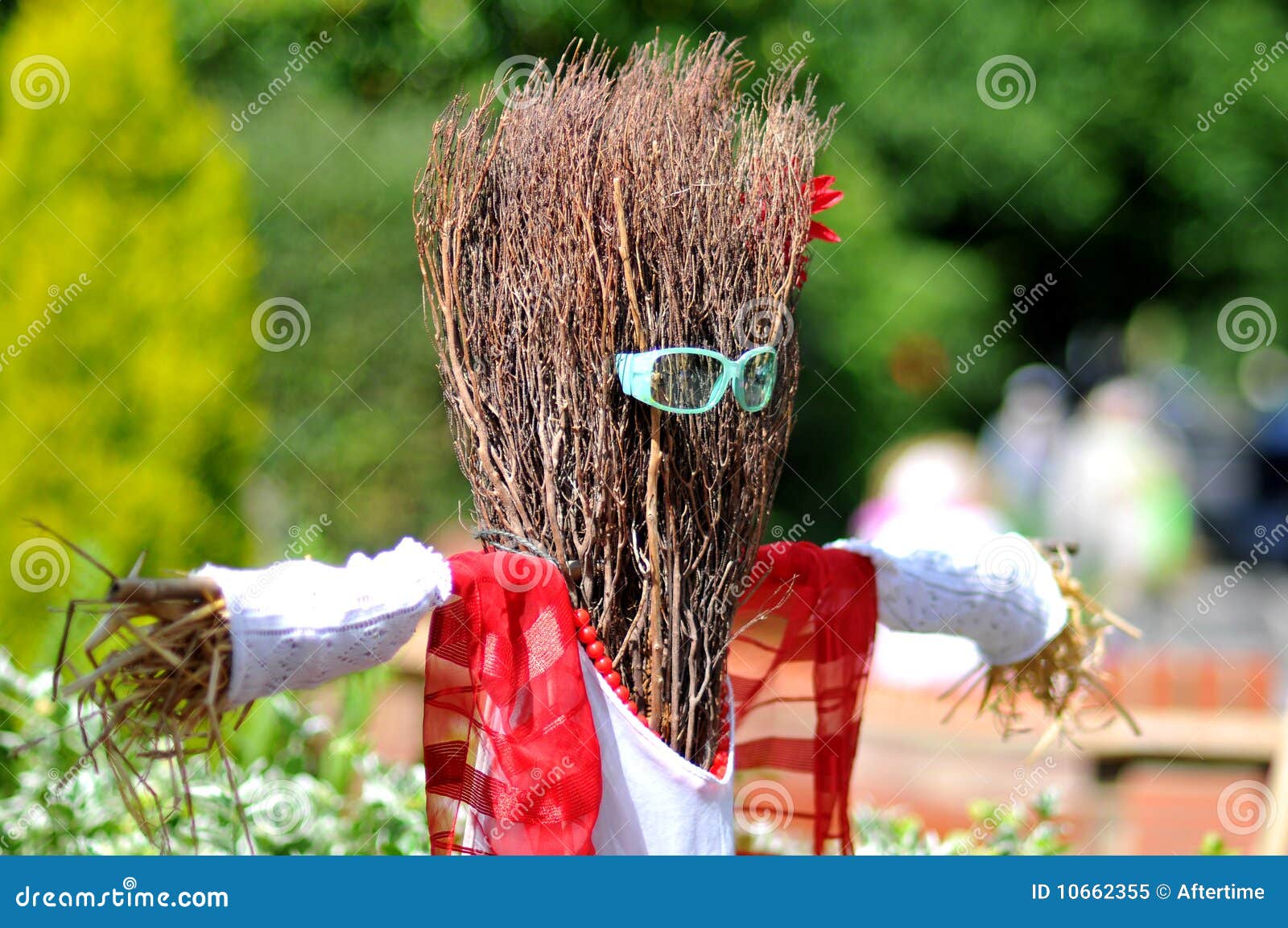 Funny Scarecrow Stands In A Sunflower Field Stock Photography ...