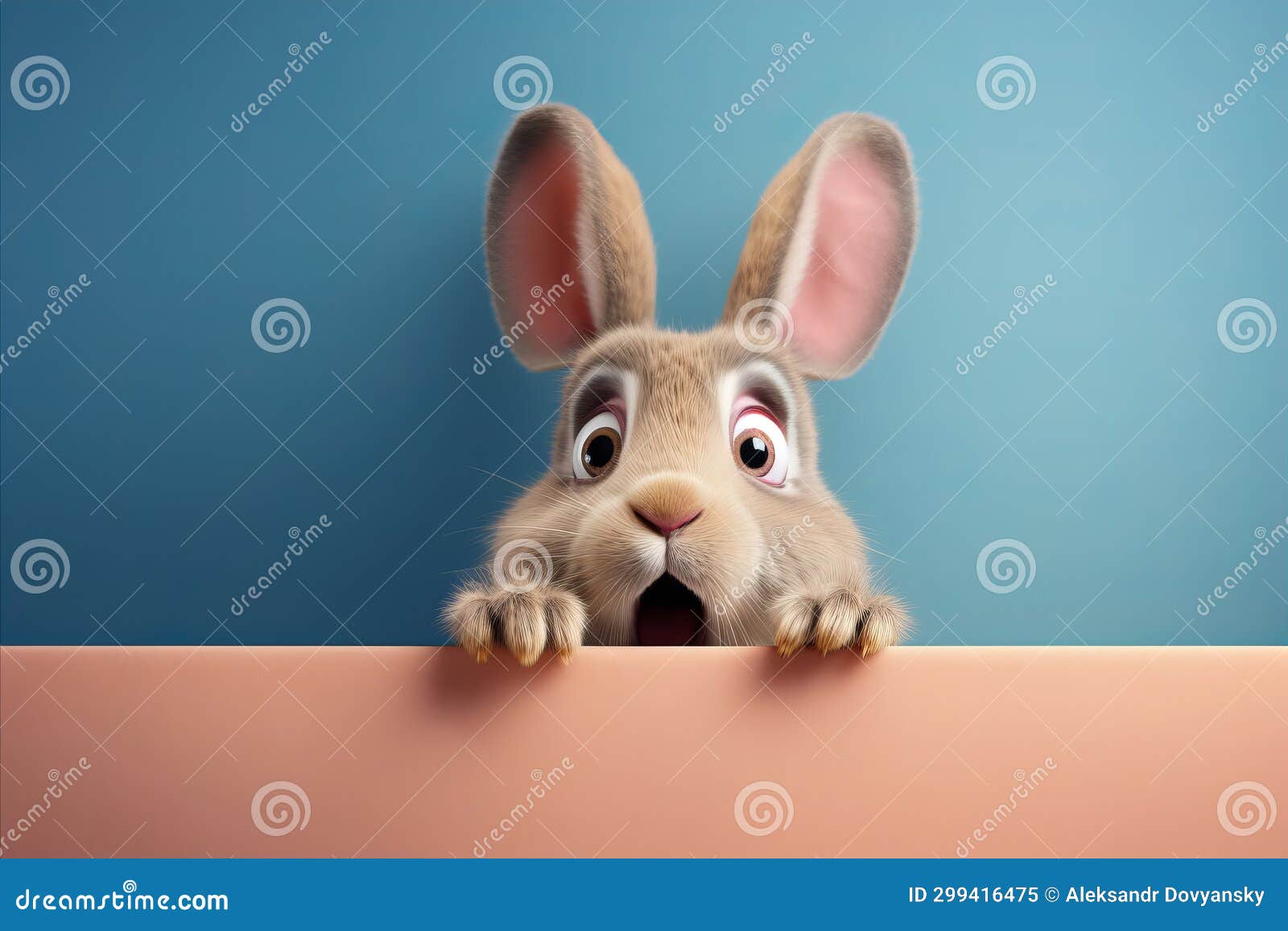 Funny Scared Bunny Expressing Great Surprise while Looking at Camera on ...