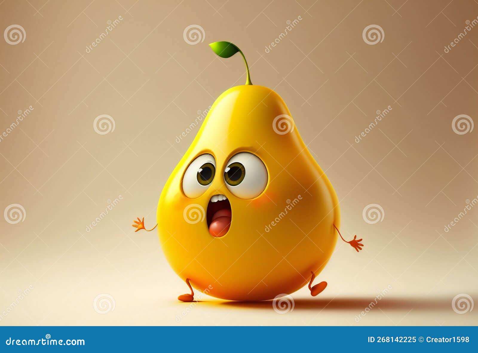 Funny Scared Mango Cartoon Character.AI Generated Stock Illustration ...