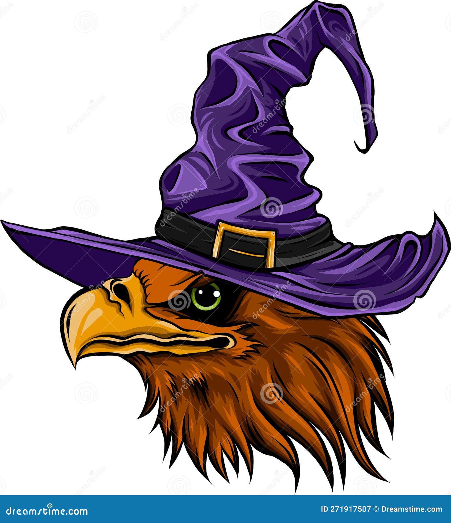 Funny and Scary Eagle Wearing Witch Hat for Halloween - Vector. Stock ...