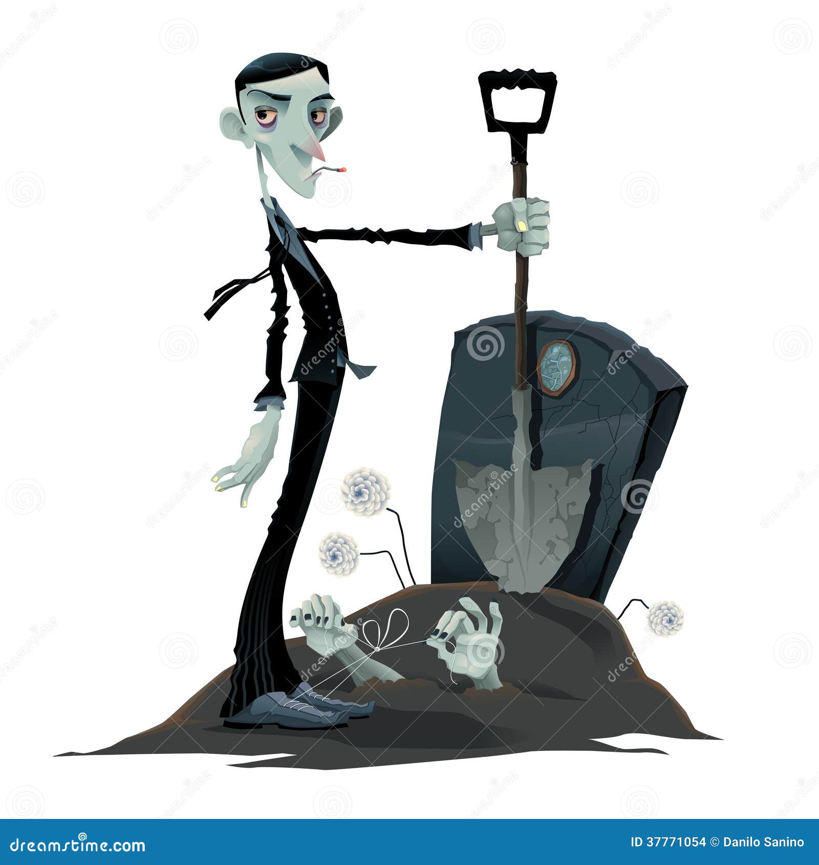 Funny Scene in the Cemetery. Stock Vector - Illustration of carnation ...