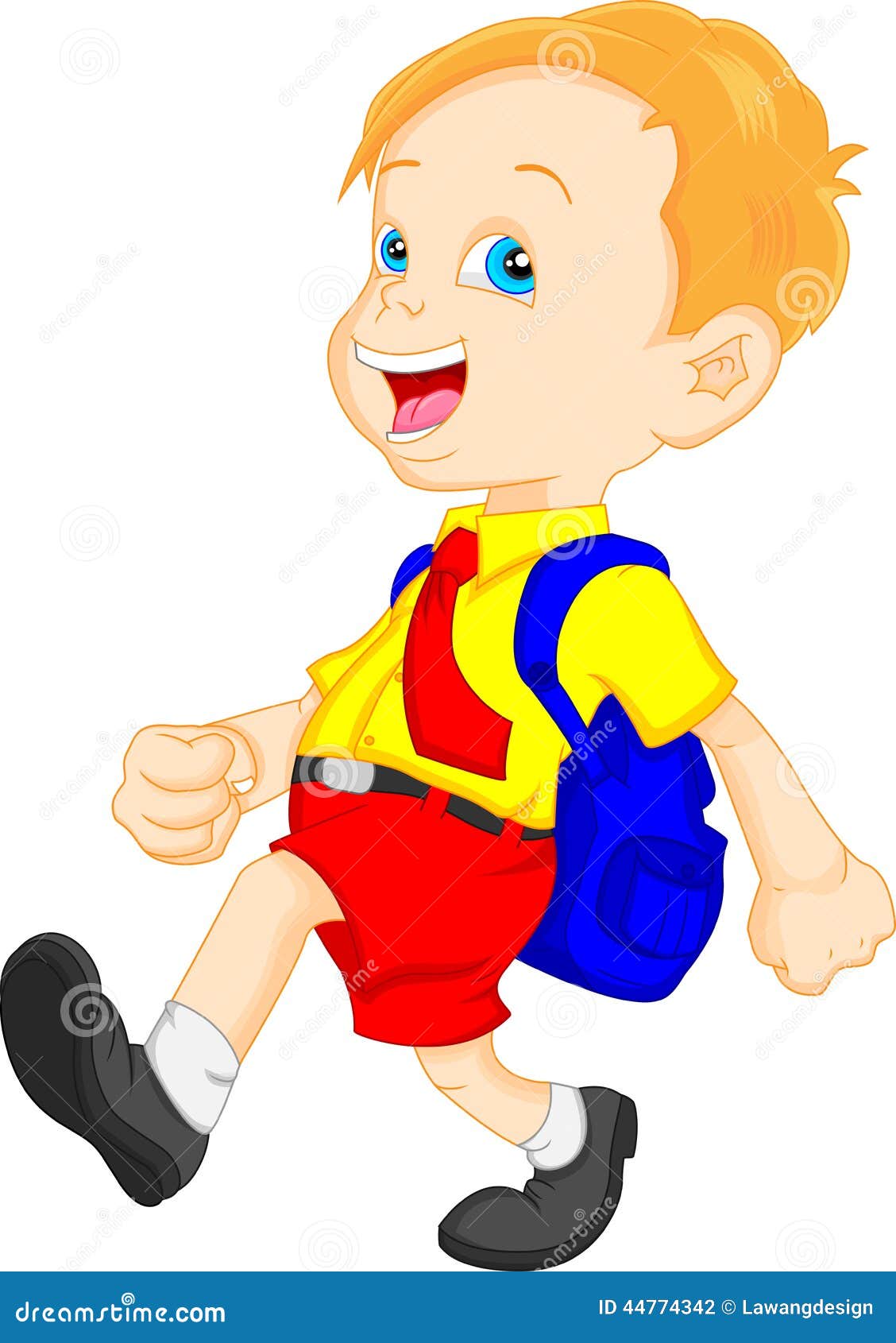Funny school boy with bag stock vector. Illustration of person - 44774342