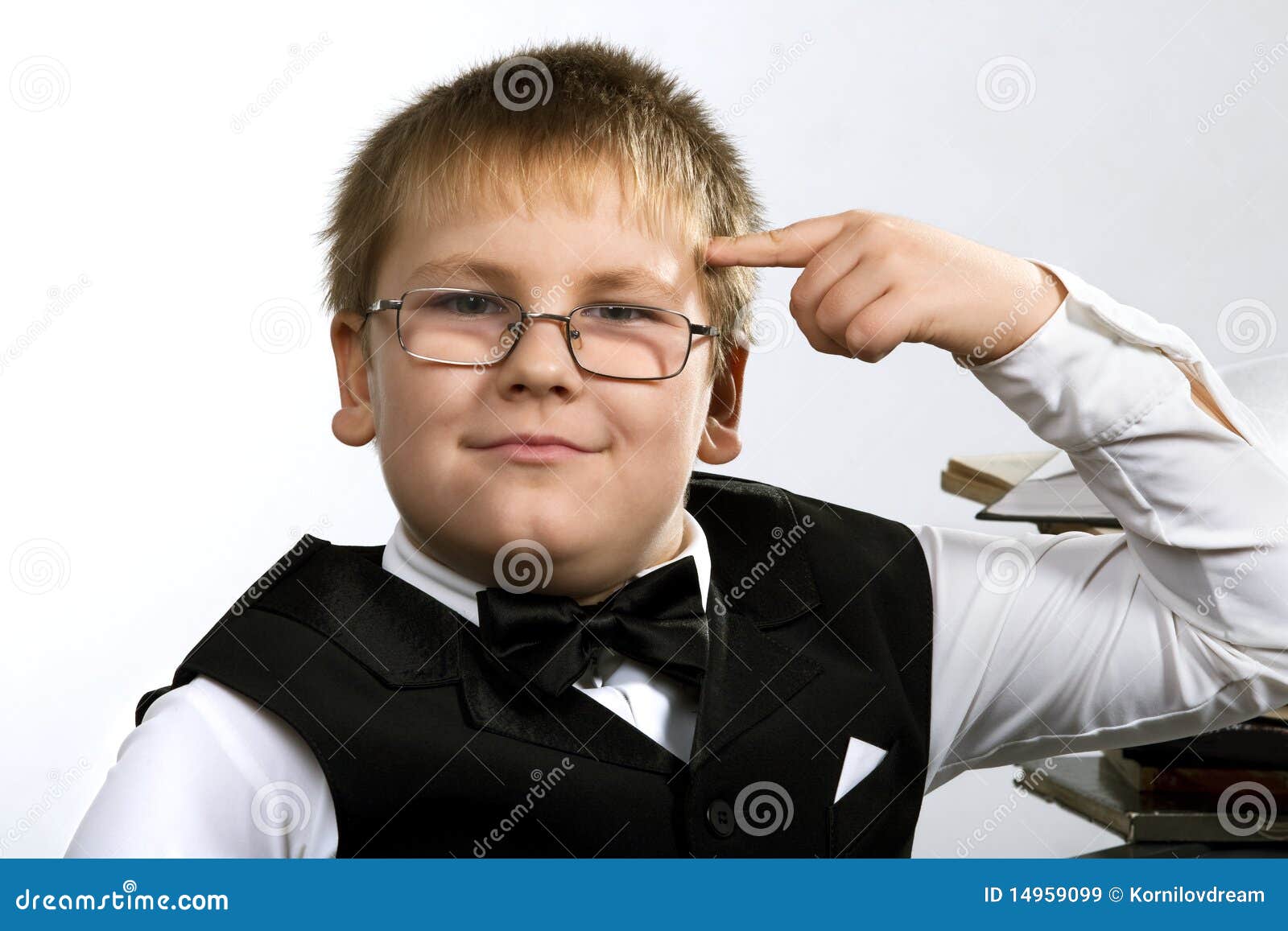 Funny school boy thinking stock image. Image of think - 14959099