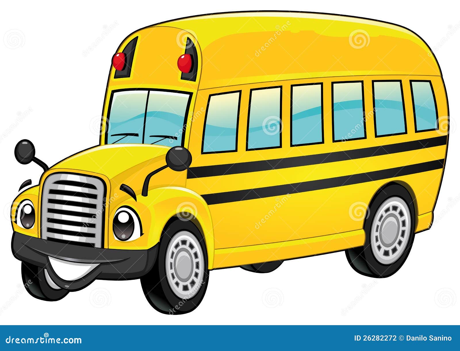 Funny School Bus, Watercolor Clipart On White Background. Yellow School ...