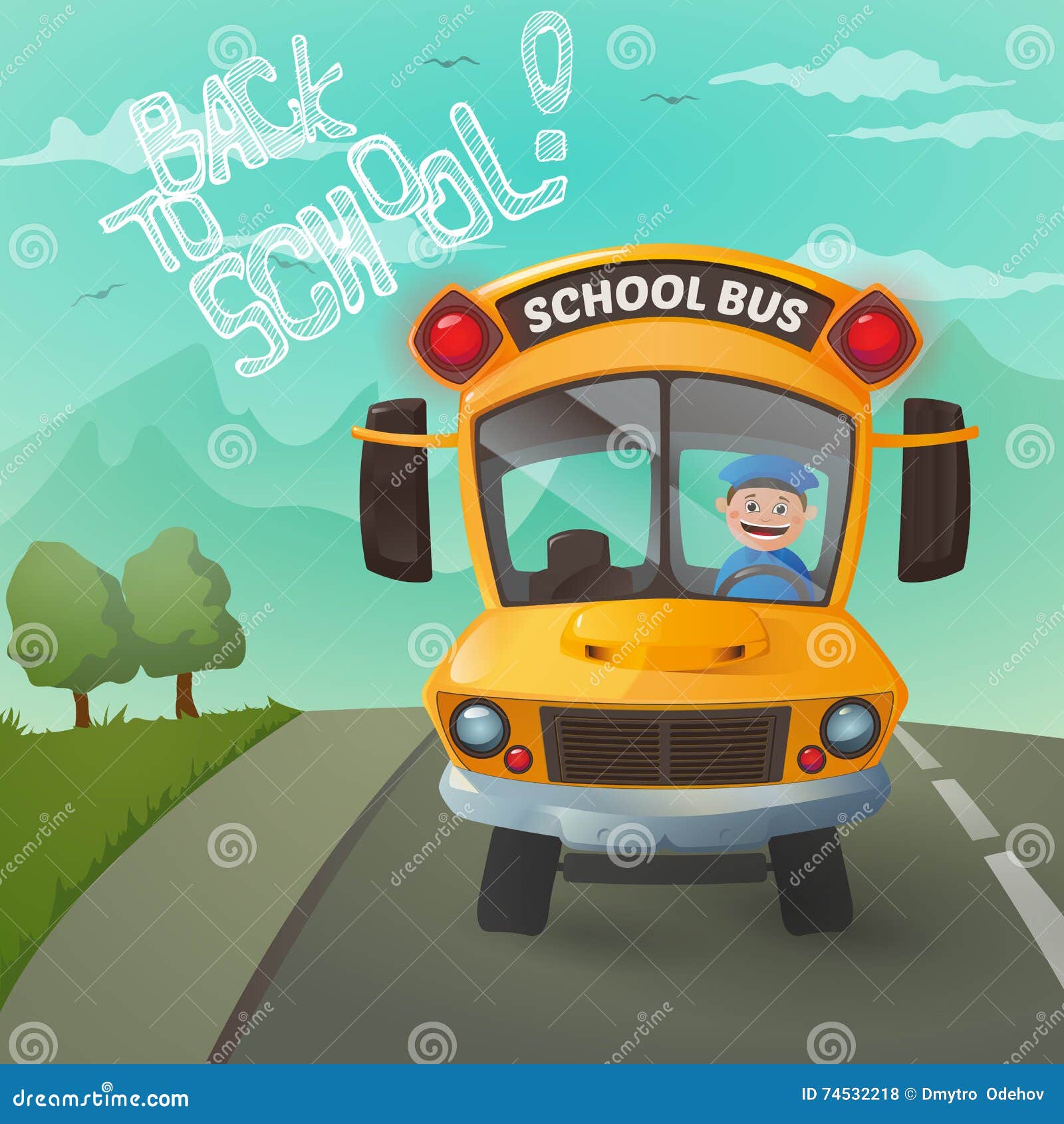 Funny School Bus Illustration Stock Illustration - Illustration of work ...