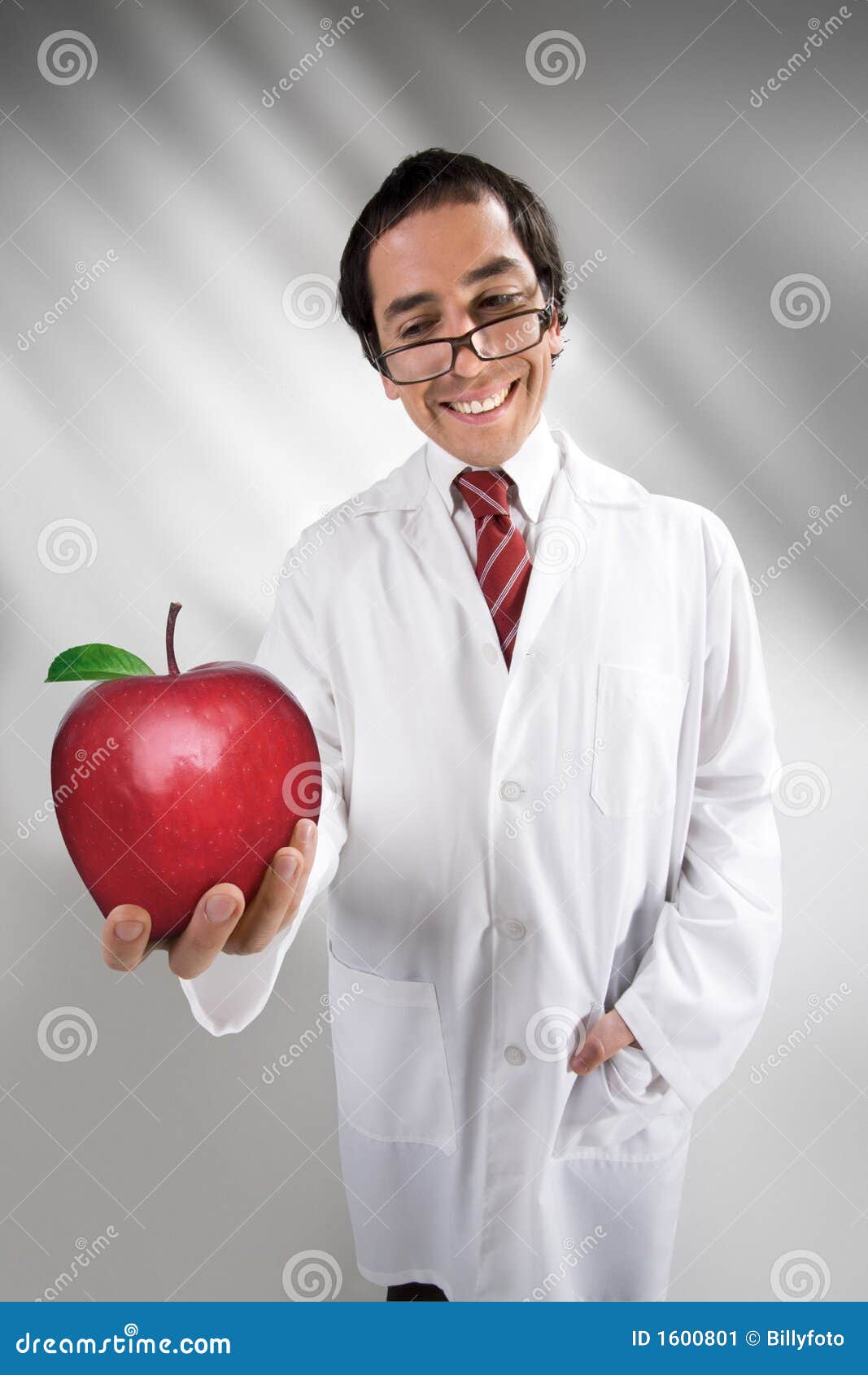 Funny scientist and apple stock image. Image of attention - 1600801