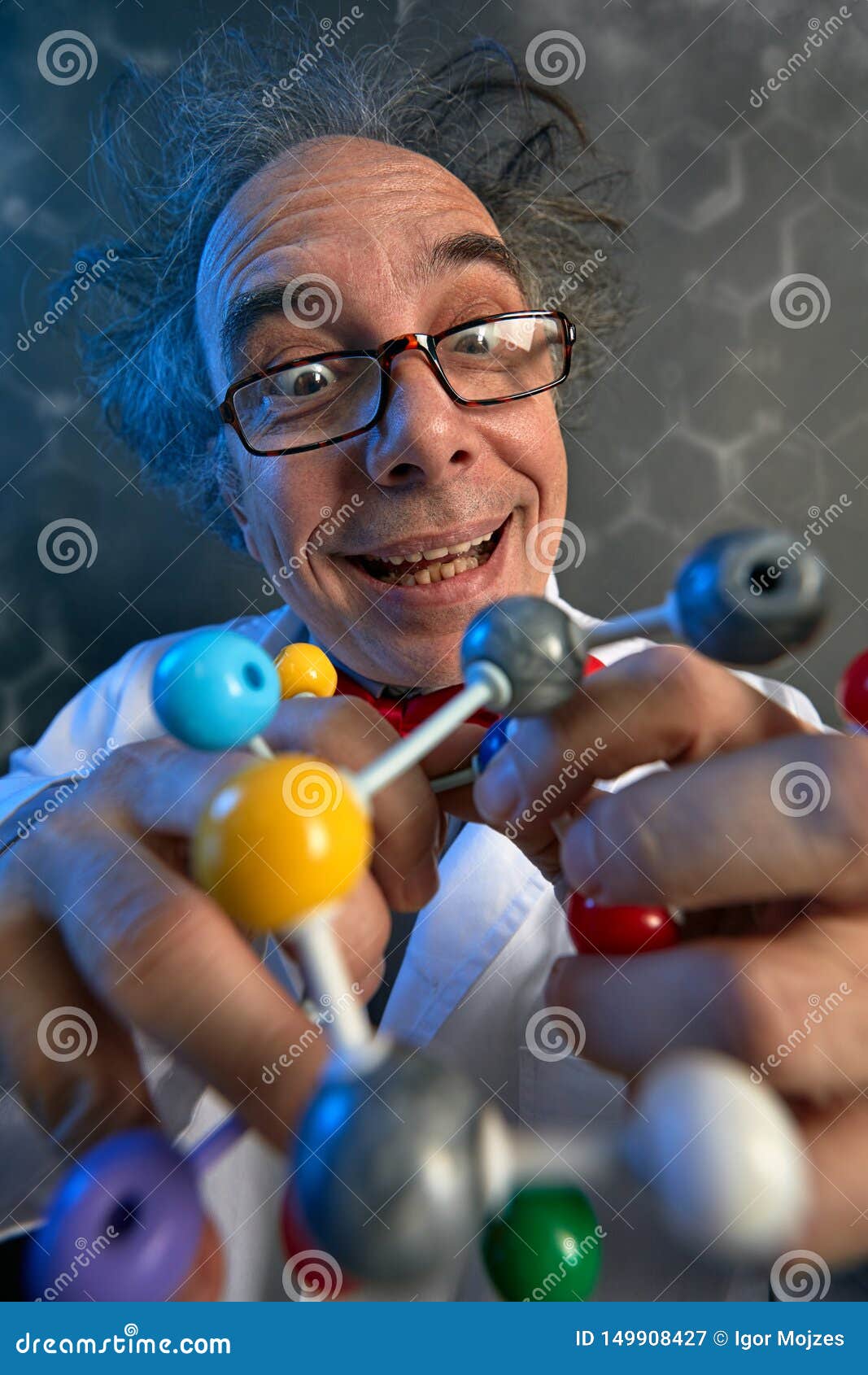 Funny Scientist Holding Structure of Model Molecules Stock Image ...