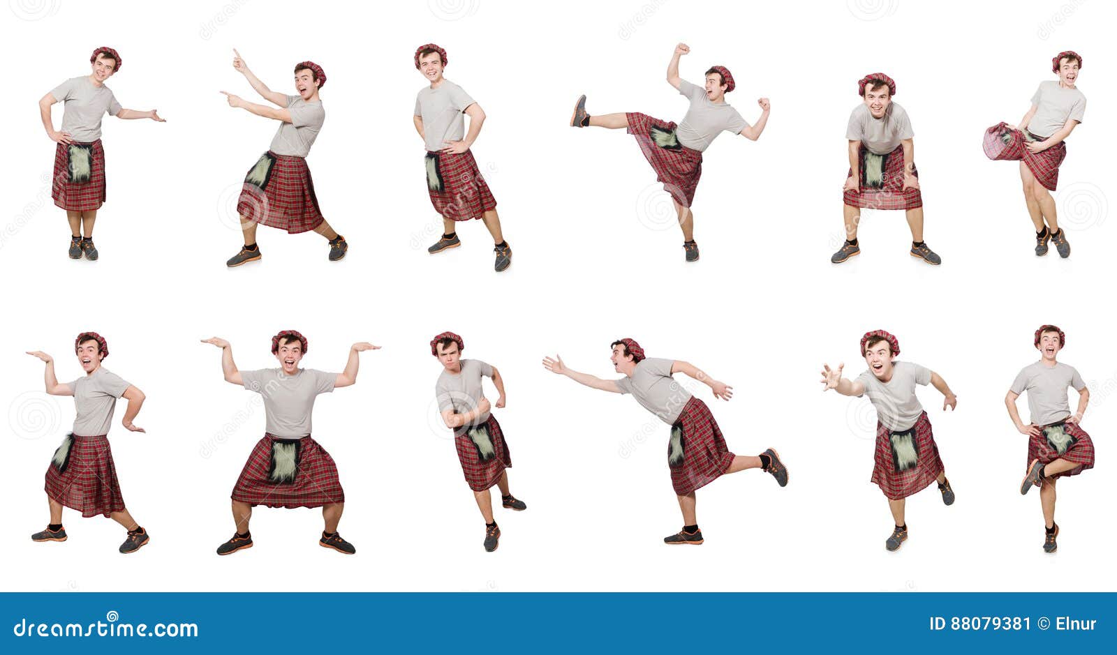 The Funny Scotsman Isolated on White Stock Image - Image of dancing ...