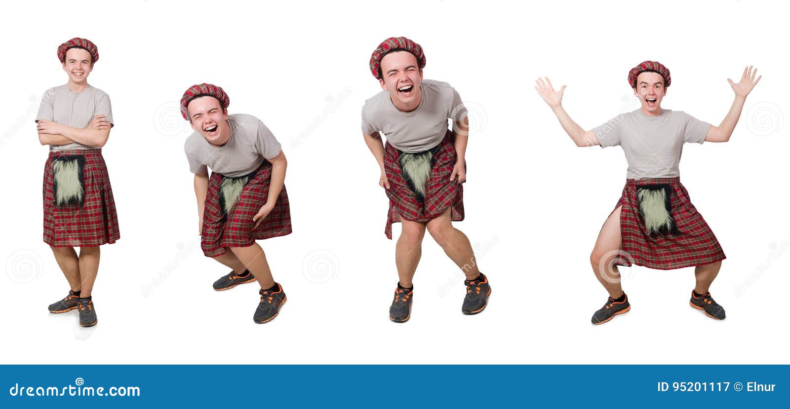 The Funny Scotsman Isolated on White Stock Image - Image of dancer ...