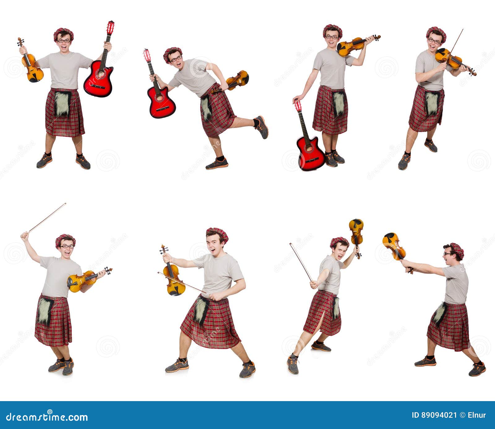 The Funny Scotsman with Musical Instrument Isolated on White Stock ...
