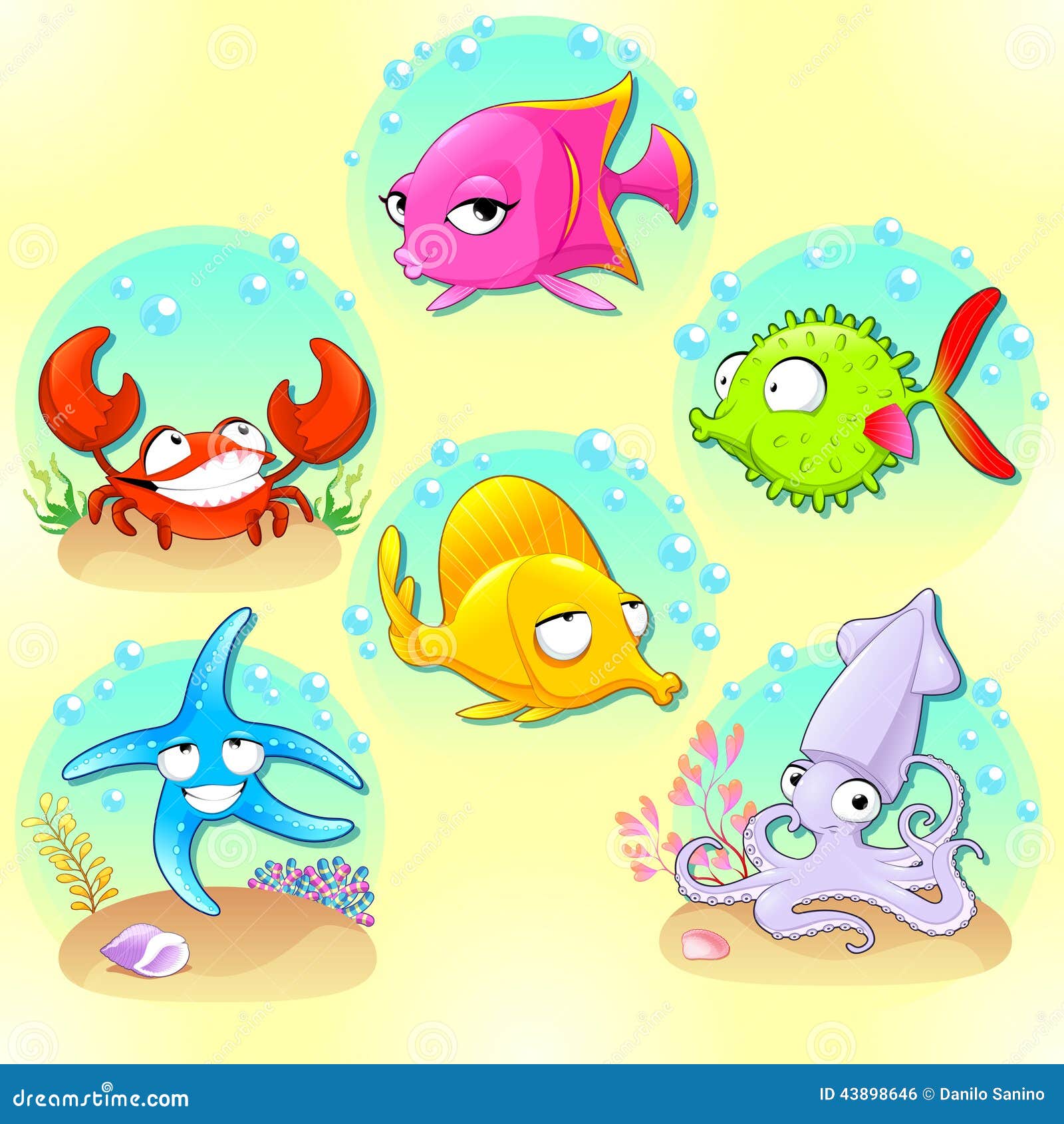 Fat Sea Creatures Animal Funny Cartoons