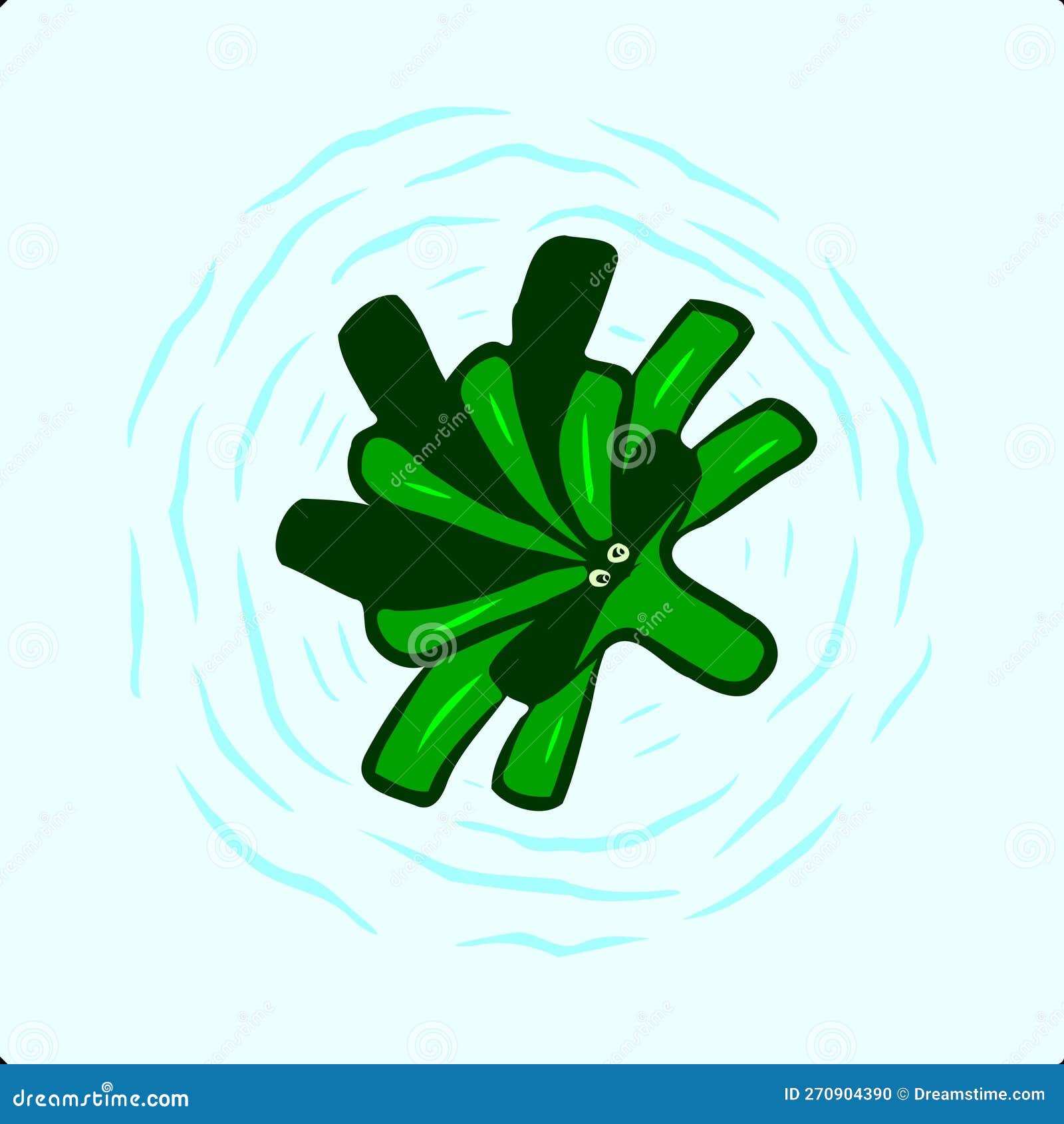 Funny Sea Creature in the Circle Flow of Water Stock Vector ...