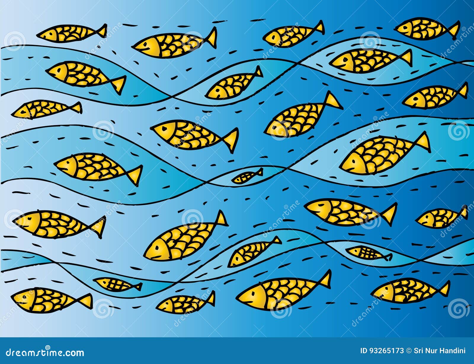 Funny Sea Pattern with Fish. Stock Vector - Illustration of design ...