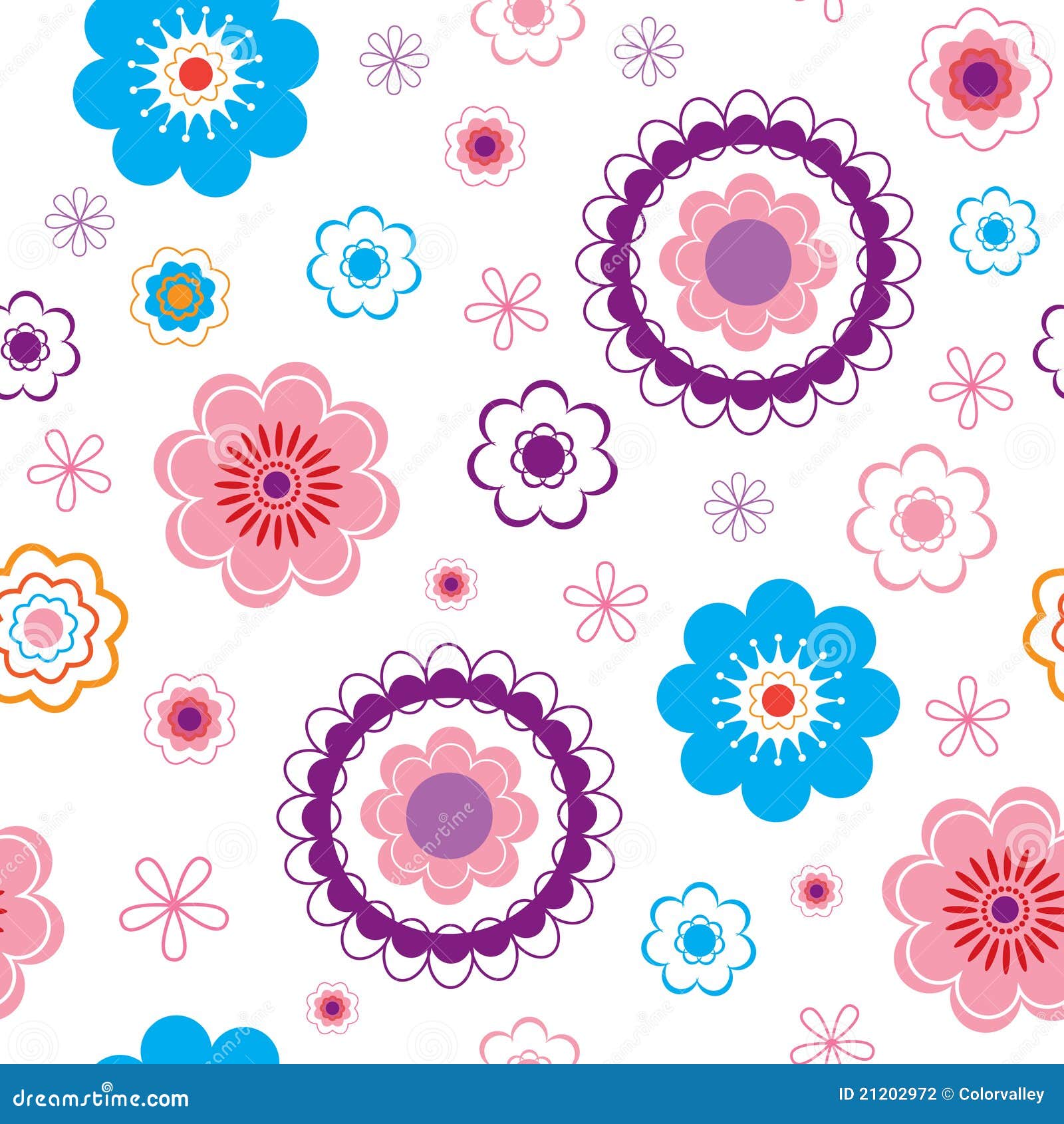 Funny Seamless Flower Background. Stock Vector - Illustration of ...