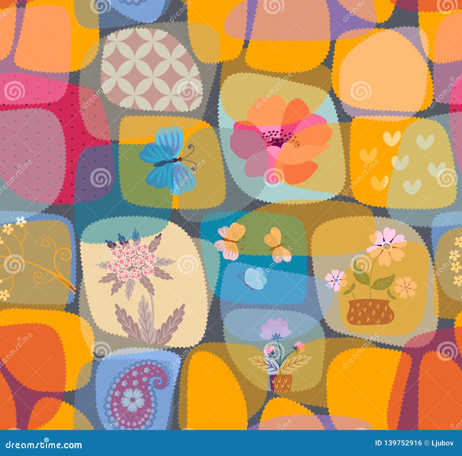 Funny Seamless Patchwork Pattern with Transparent Patches in Kid Style ...