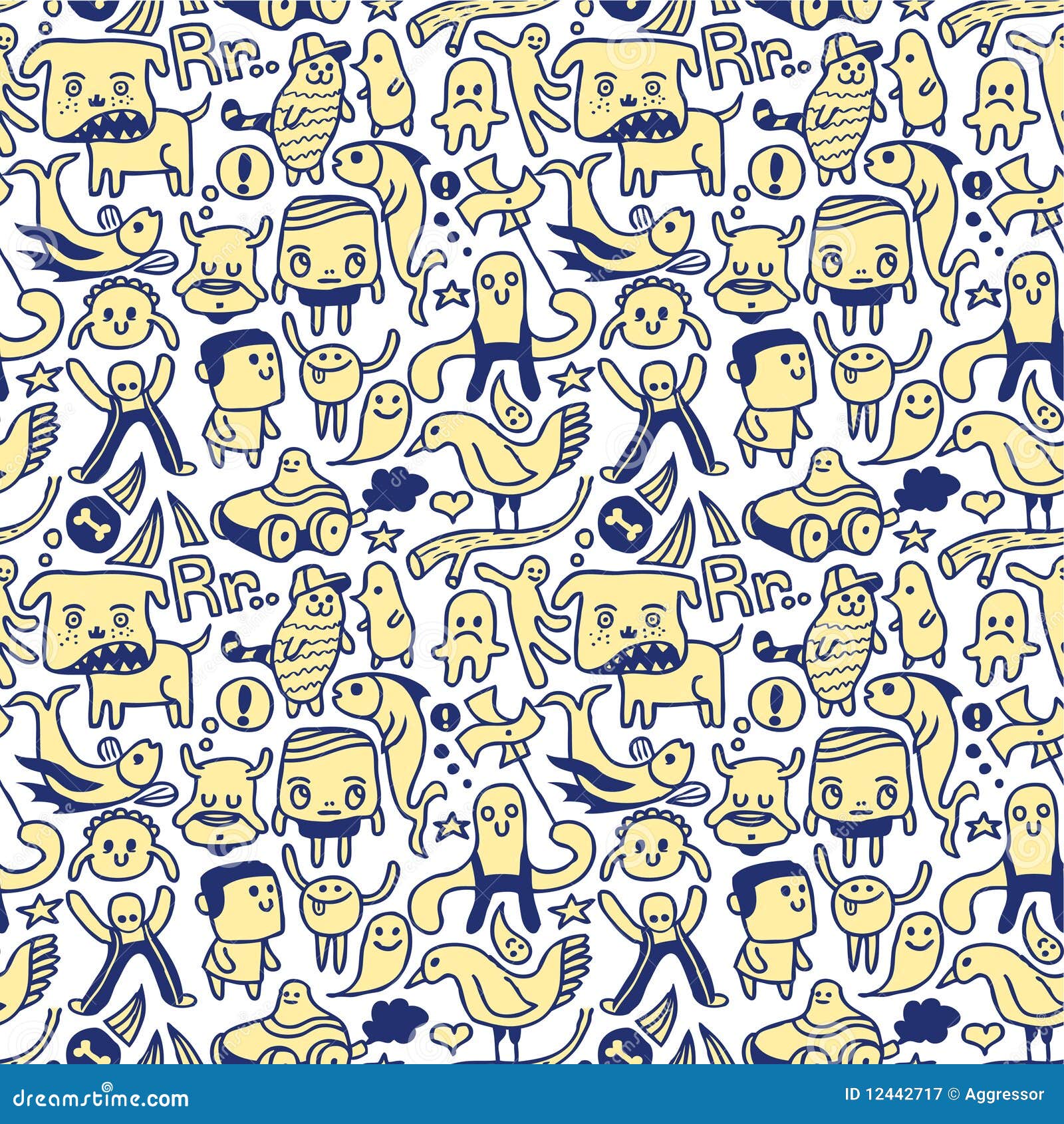Funny seamless pattern stock vector. Illustration of group - 12442717
