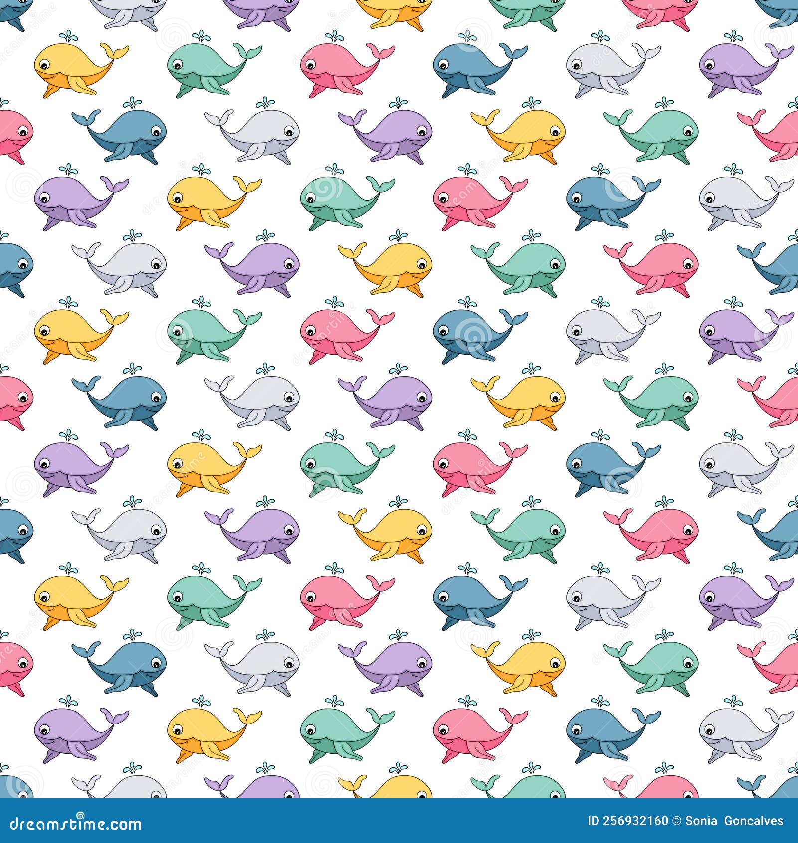 Funny Seamless Pattern with Colorful Whales Stock Vector - Illustration ...