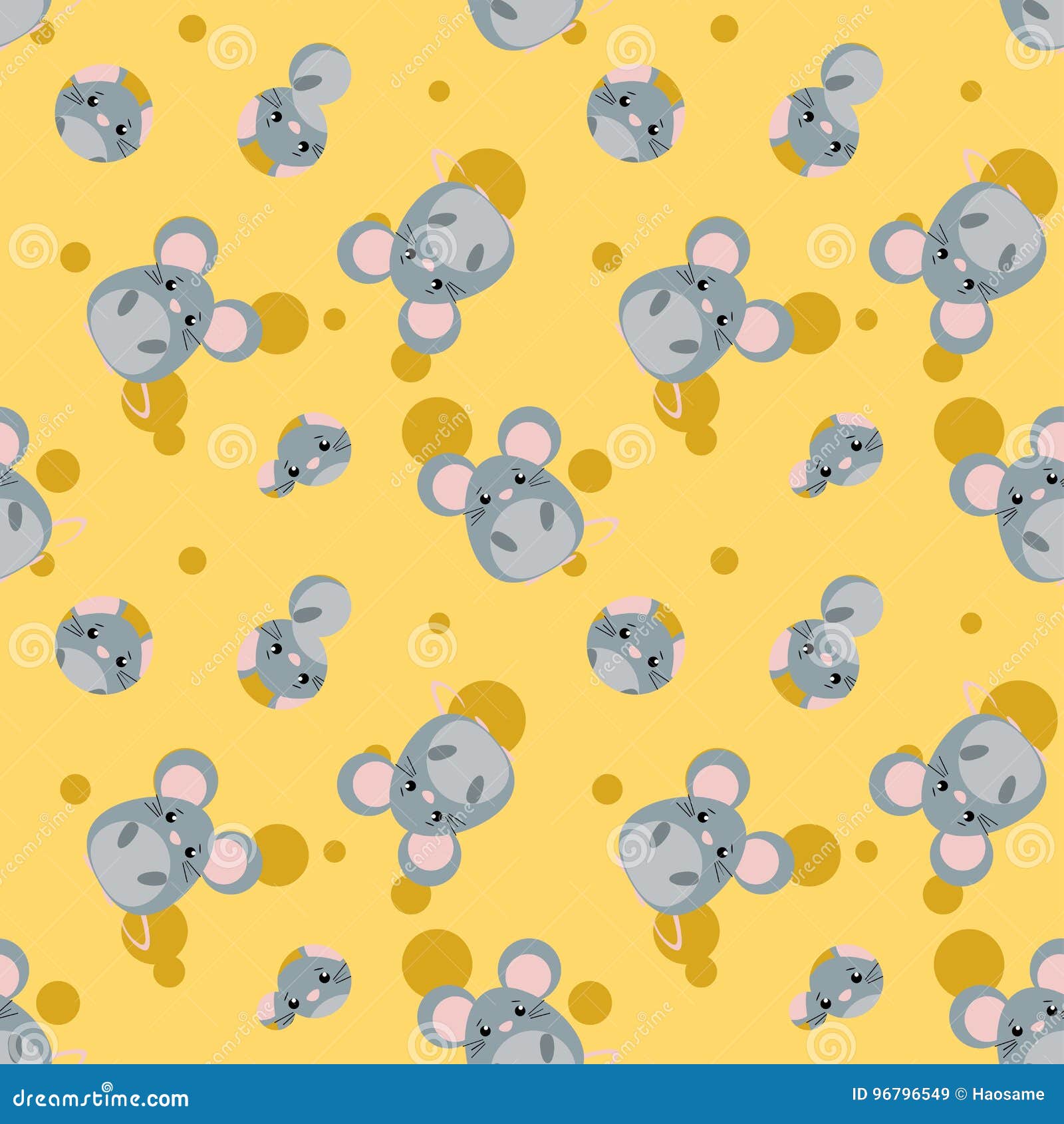 Funny Seamless Pattern with Cute Mouse and Cheese. Stock Vector ...