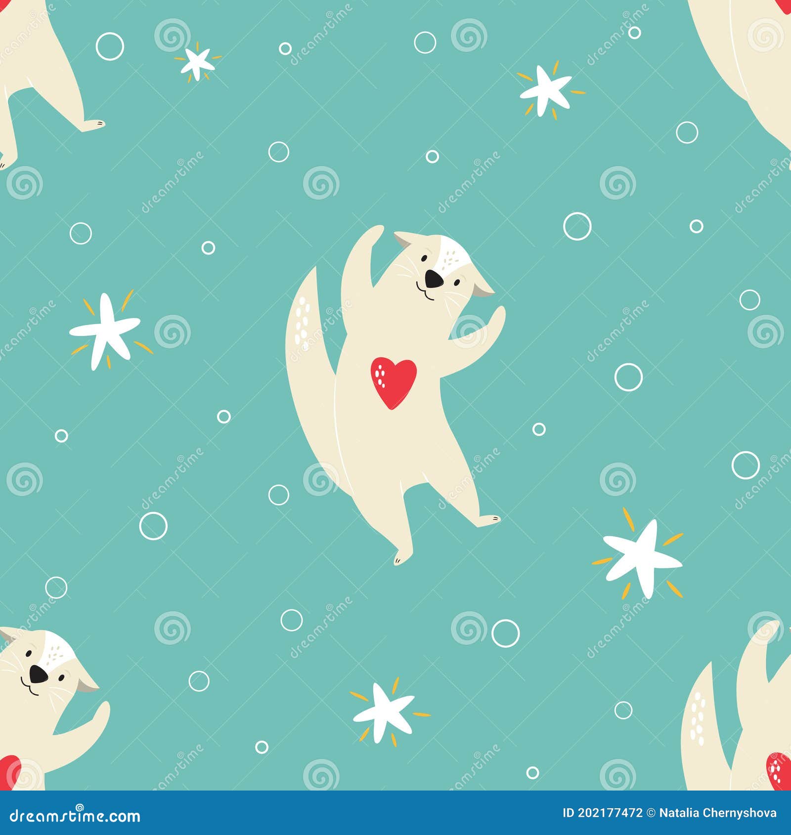 Set Of 5 Sea Otters. Vector Graphics. Greeting Card With The Words ...