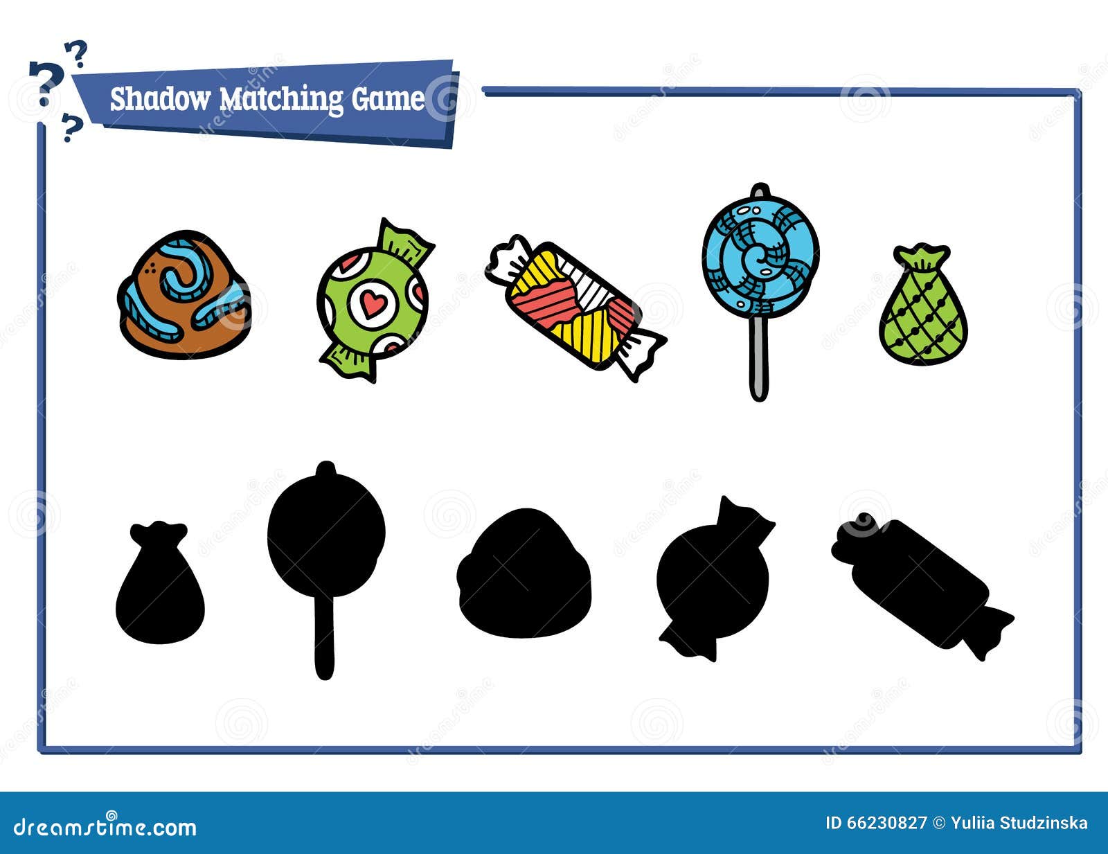 Funny shadow candy game. stock vector. Illustration of educational ...