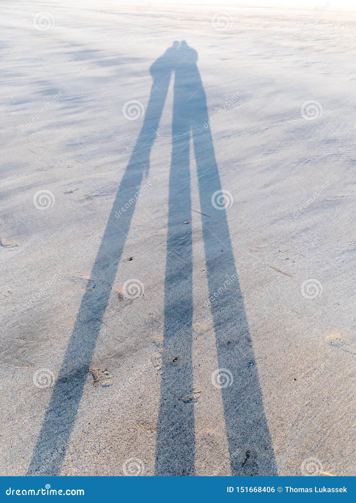 Funny Shadows of Couple on the Beach with Deep Sunlight Stock Photo ...