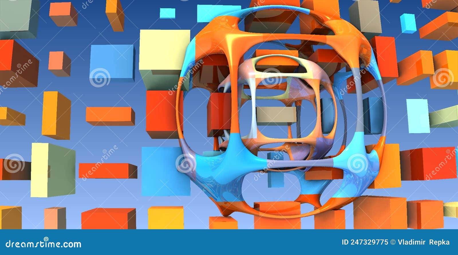 Funny Shapes- 3D Colorful Generative Render Scene Artwork Stock ...