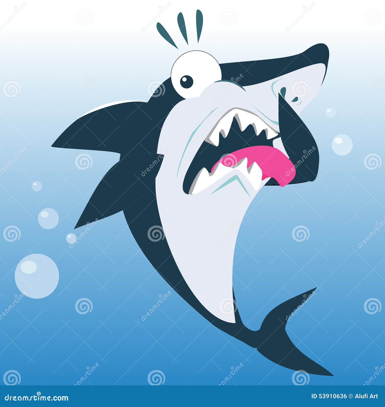Funny Shark in Disgust Expression Stock Vector - Illustration of ...