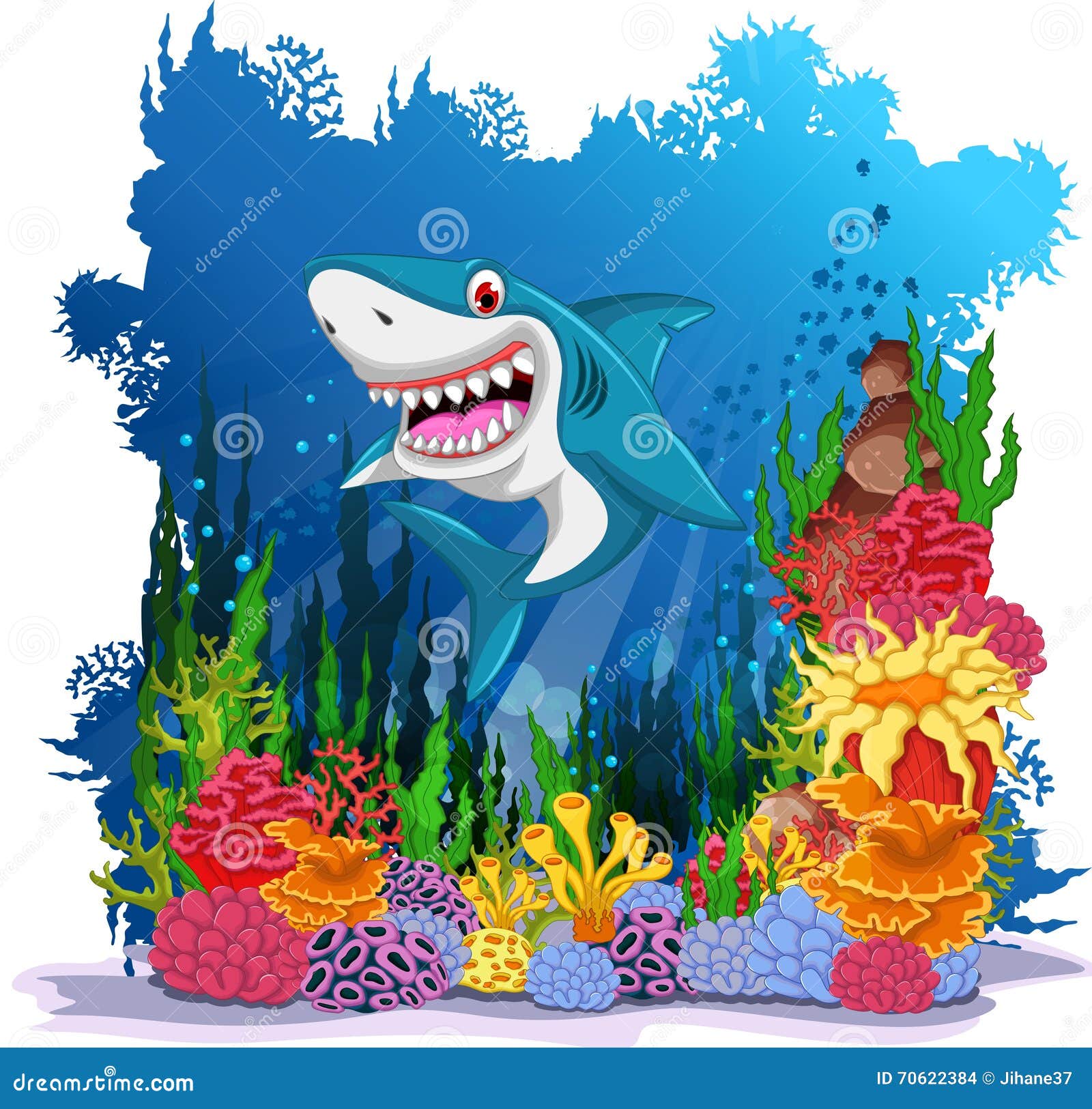 Funny Saltwater Fish Icons Cartoon Vector Illustration Monochrome ...