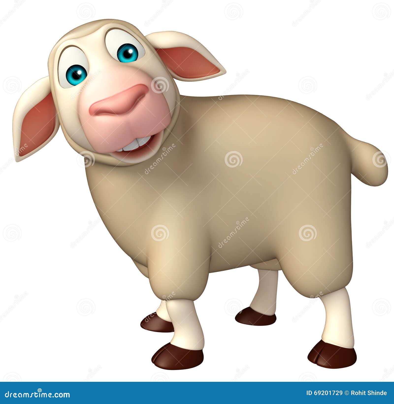 Funny Sheep Cartoon Character Stock Illustration - Illustration of cute ...