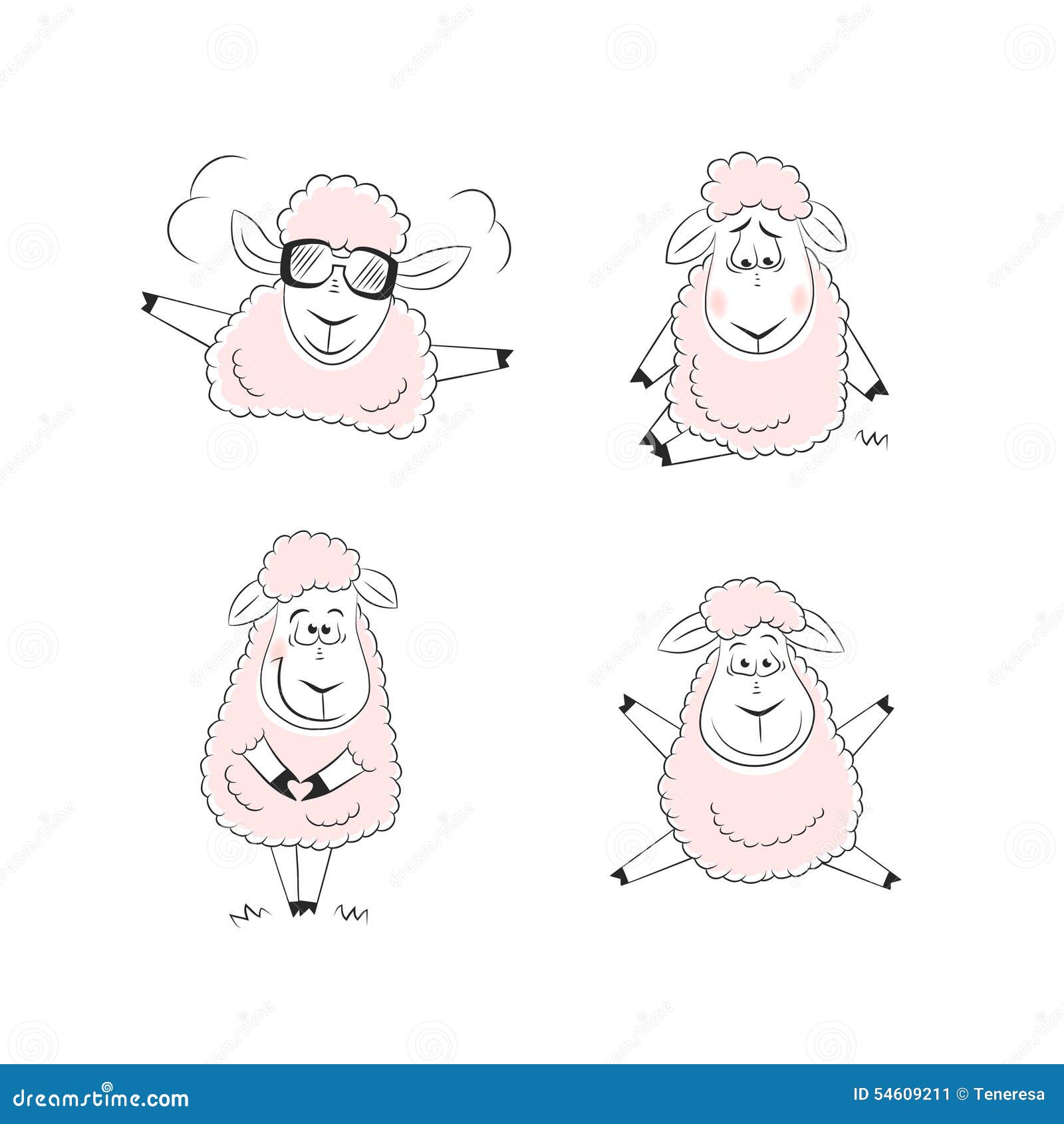 Funny Sheep Character Design Stock Vector - Illustration of happy ...