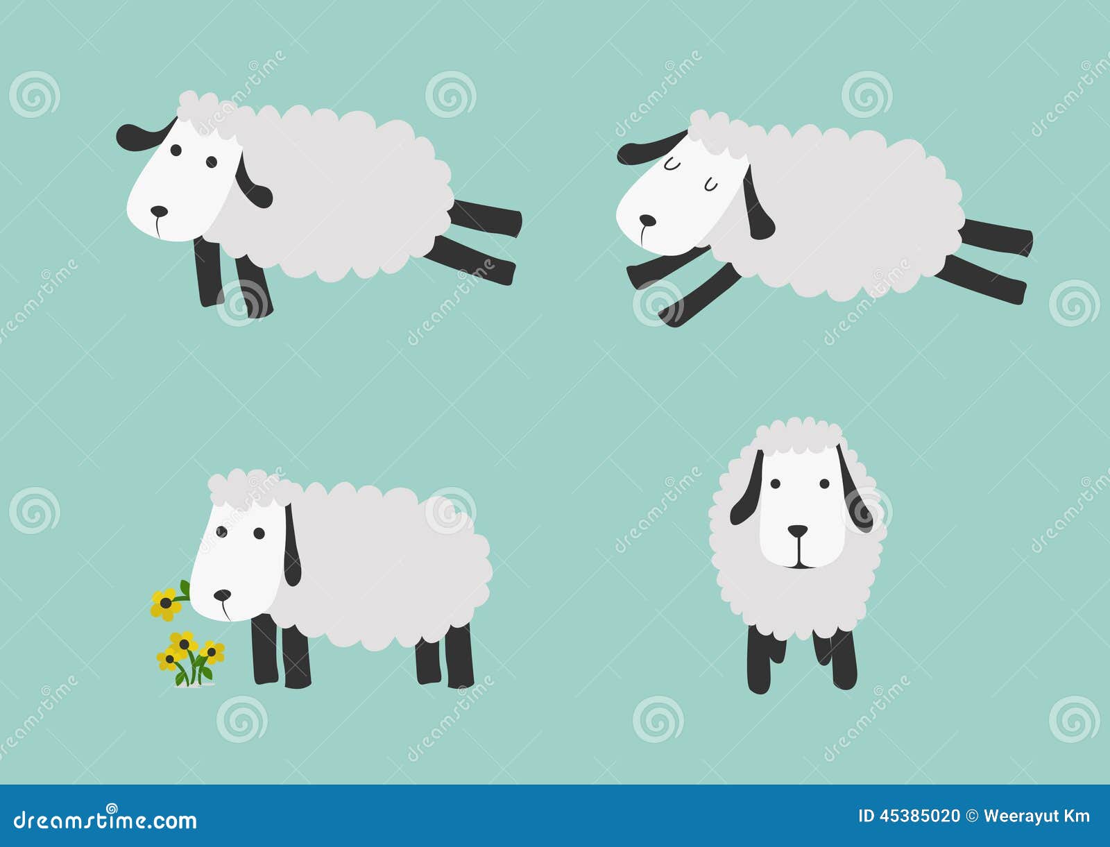 Funny Sheep with Color Background Stock Illustration - Illustration of ...